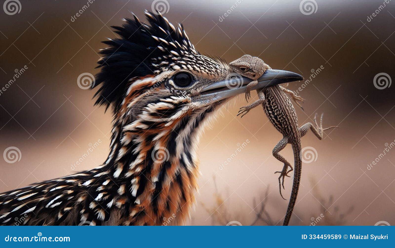 Roadrunner with a Lizard in Its Beak Stock Illustration - Illustration ...