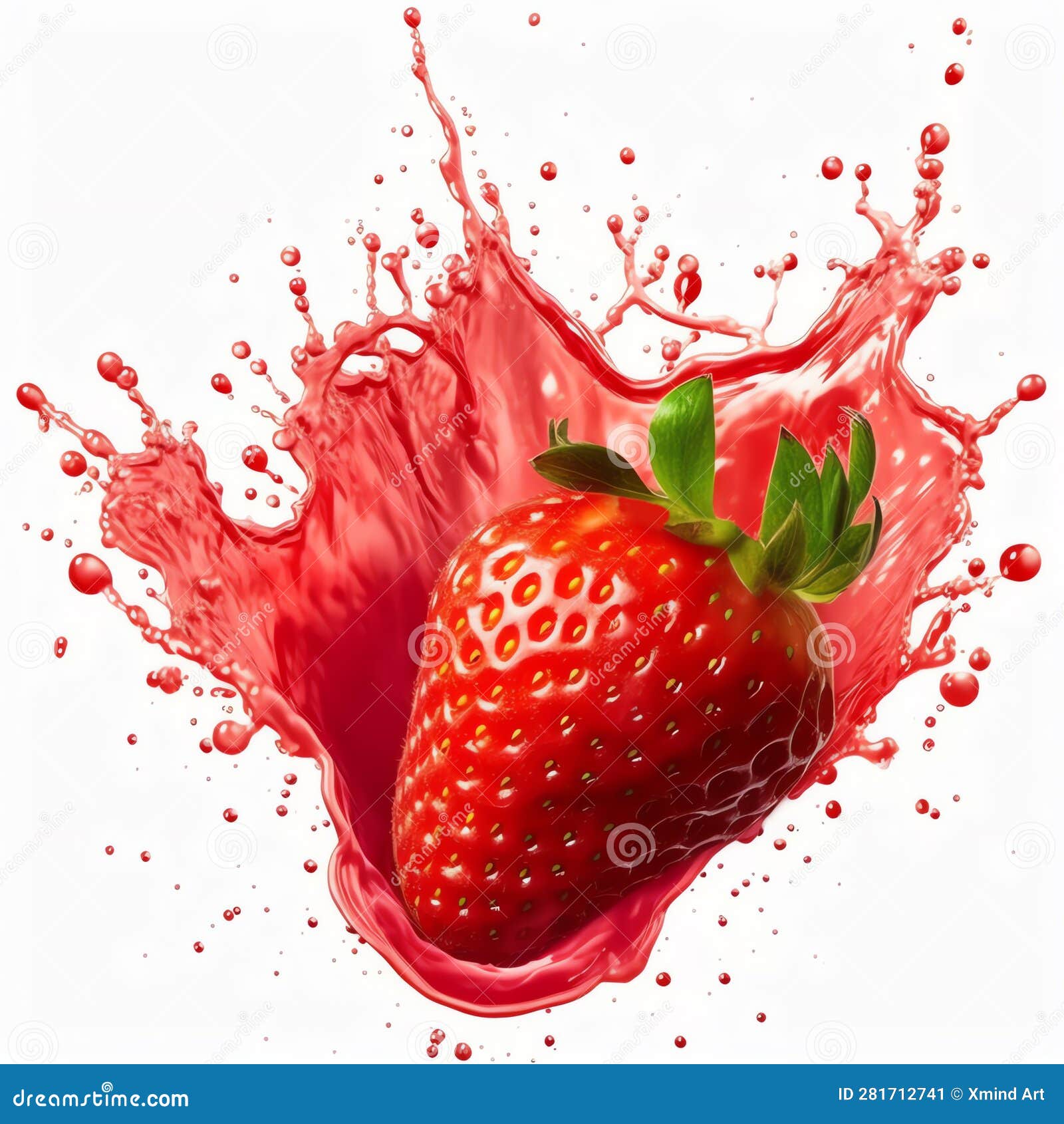 Falling Strawberry with Splash in White Background Ai Generated Stock ...