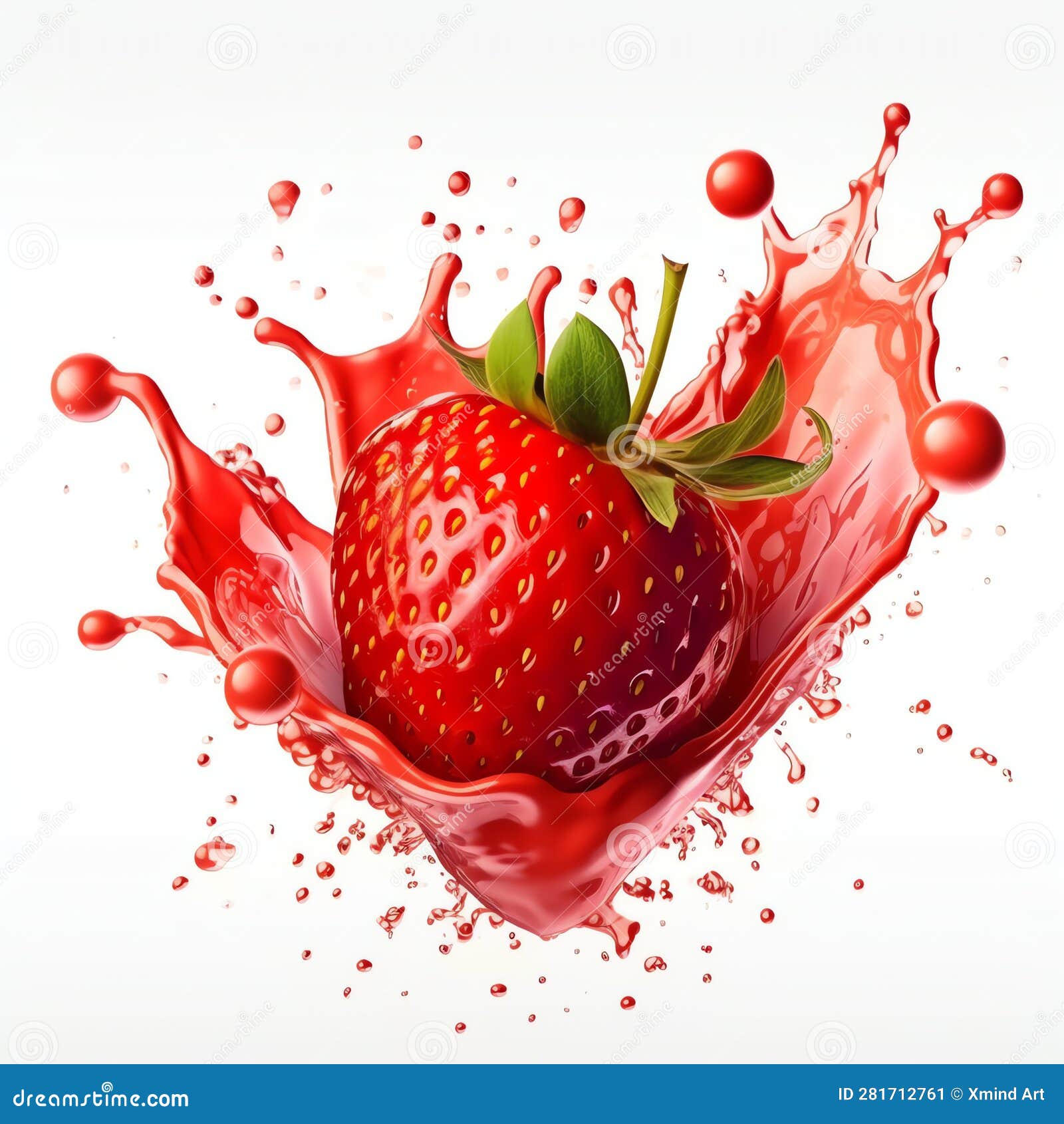 Strawberry Fall with Red Splash Water in White Background Ai Generated ...