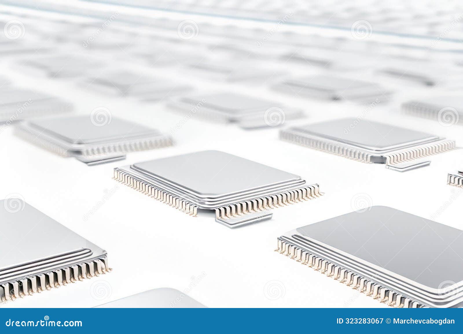 Advanced Microprocessors on Production Line at Conveyor Belt. AI ...
