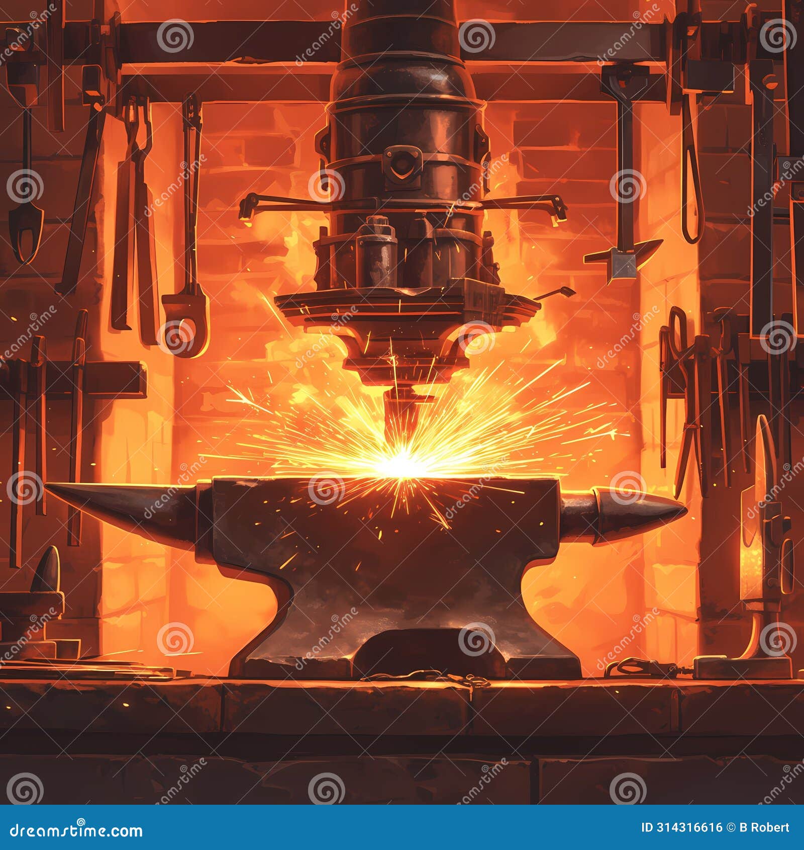 Energized Forge: Mastering The Art Of Blacksmithing Royalty-Free Stock ...