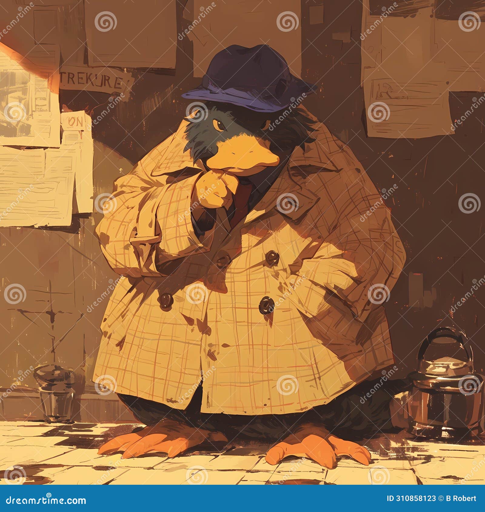 Intriguing Detective Duck stock illustration. Illustration of agency ...