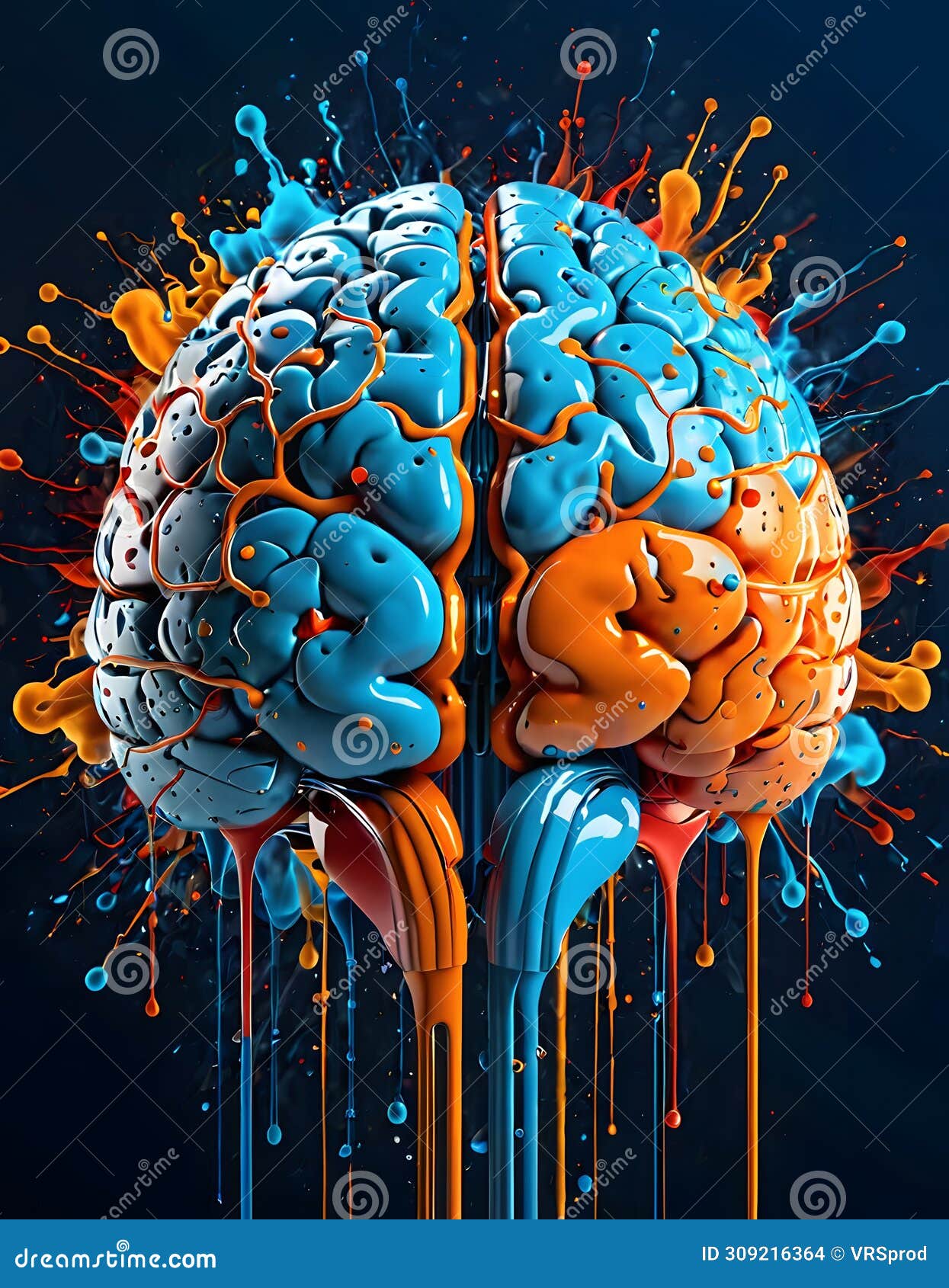 Dynamic Brain Splatter Art stock photo. Image of creativity - 309216364