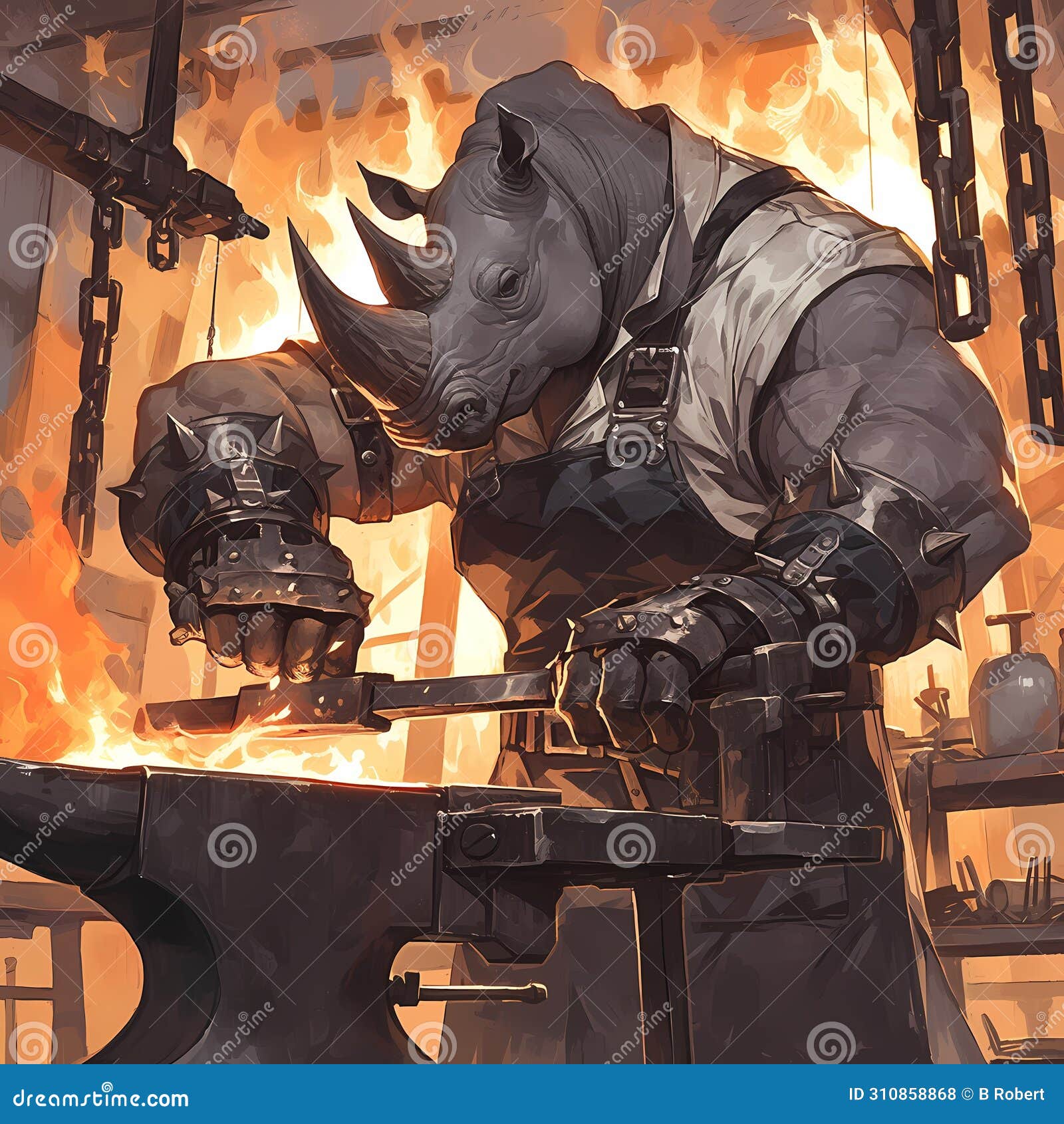 Ancient Craftsman at Work: the Art of Forging a Legend Stock ...