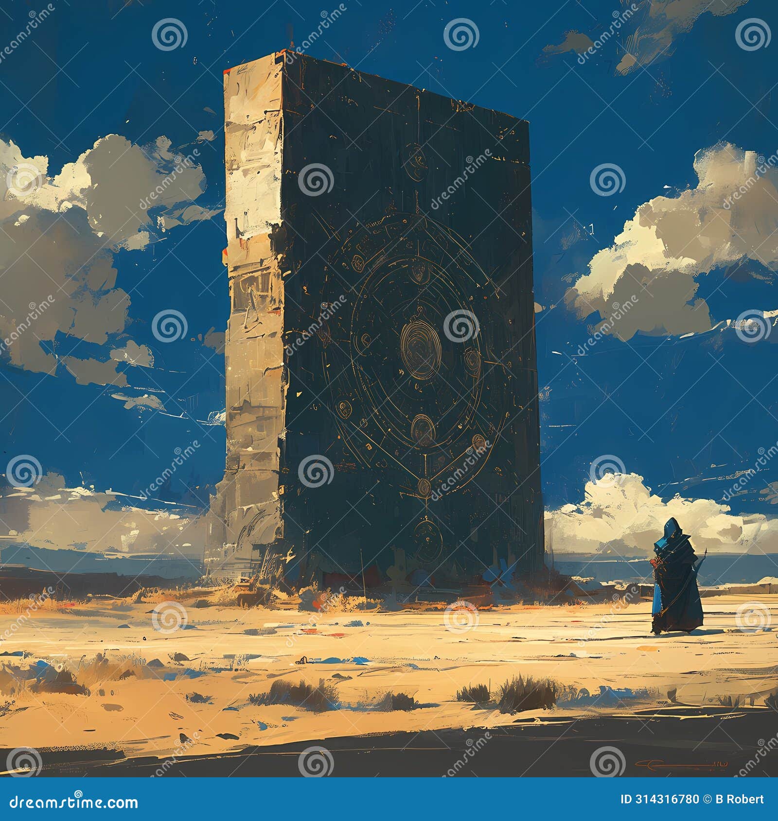 Mystical Monolith, Desert Mystery Stock Illustration - Illustration of ...