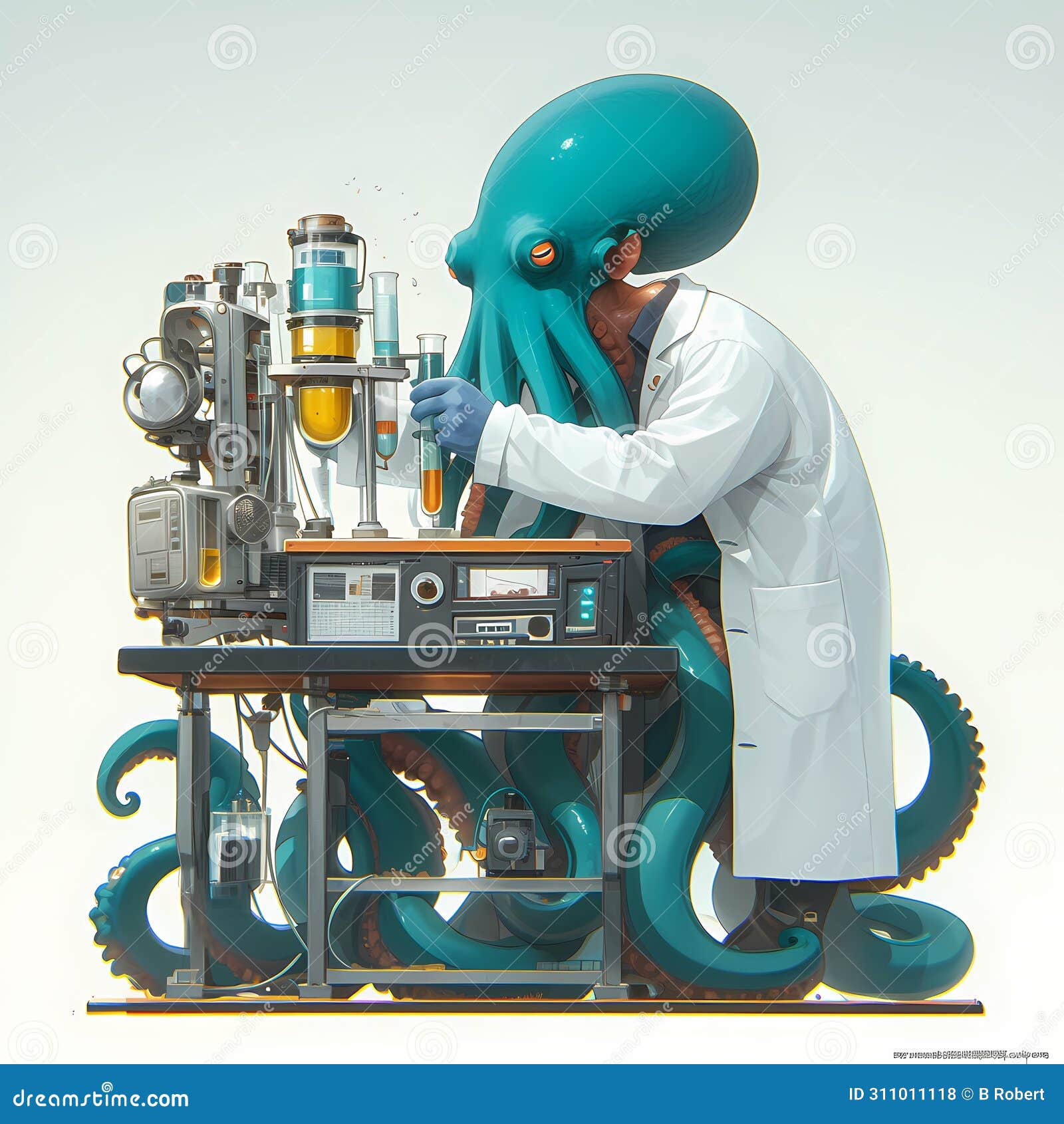 Innovative Lab Research with Octopus Scientist Stock Illustration ...