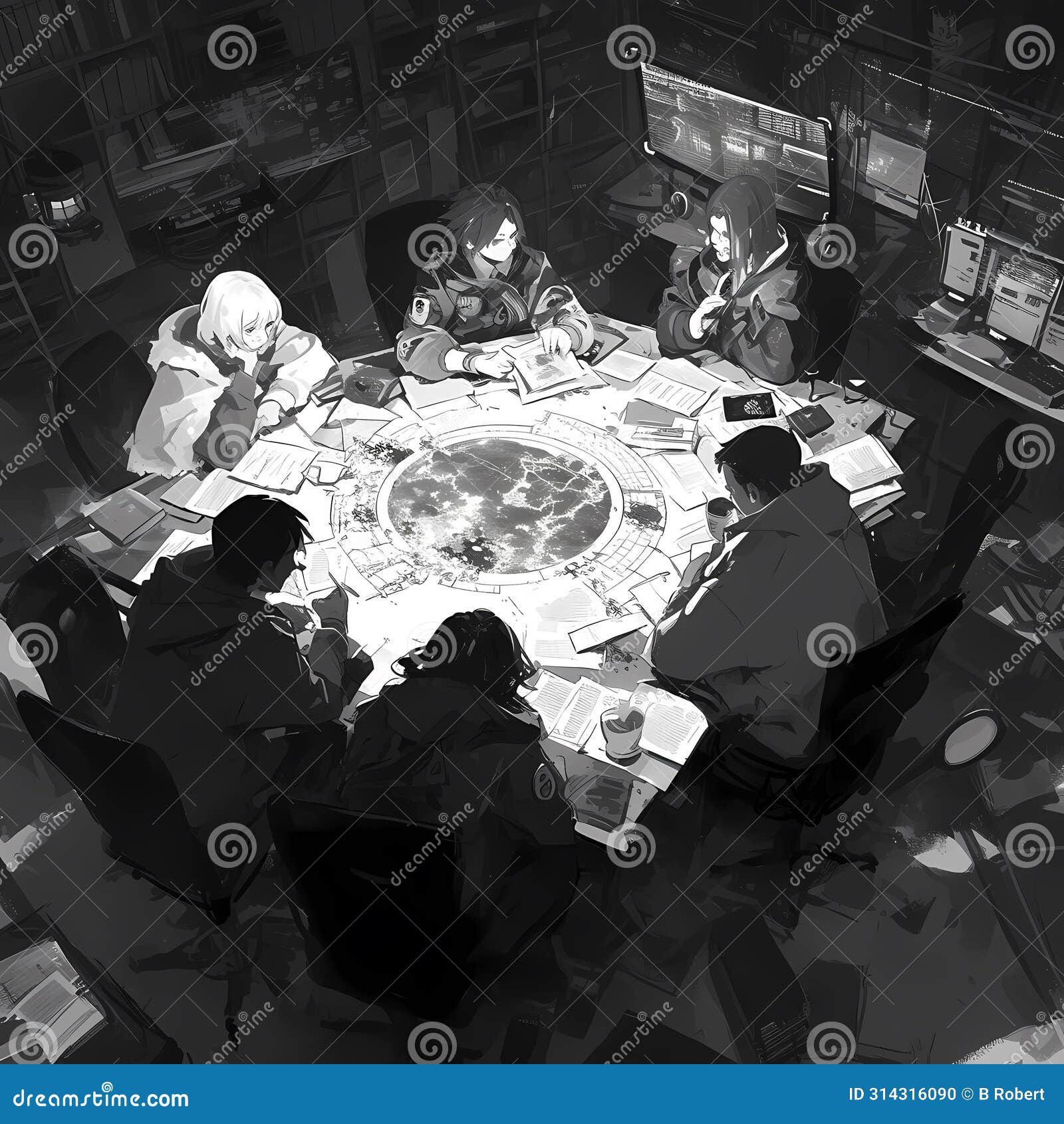 Interdimensional Book Club Gathering Stock Illustration - Illustration ...