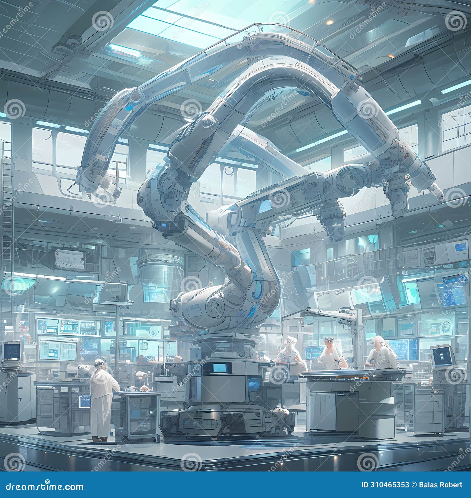 Futuristic Robotics Laboratory Stock Illustration - Illustration of ...
