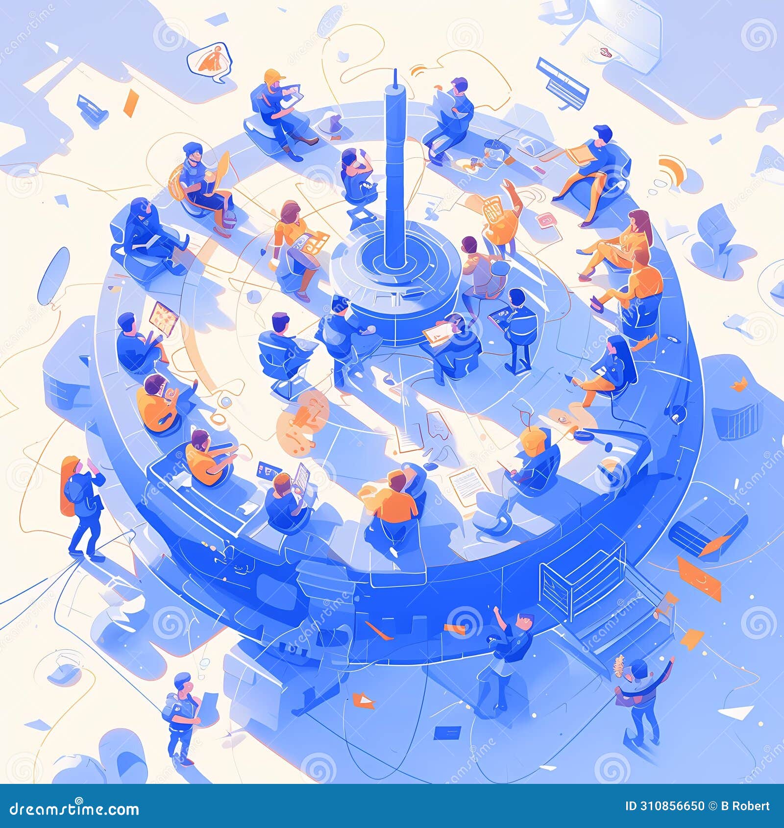 Team Engagement in a Modern Office Space Stock Illustration ...