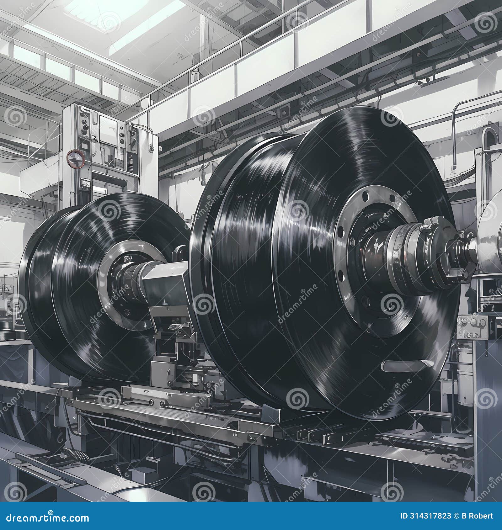 Tire Manufacturing Process - High-Tech Assembly Stock Illustration ...