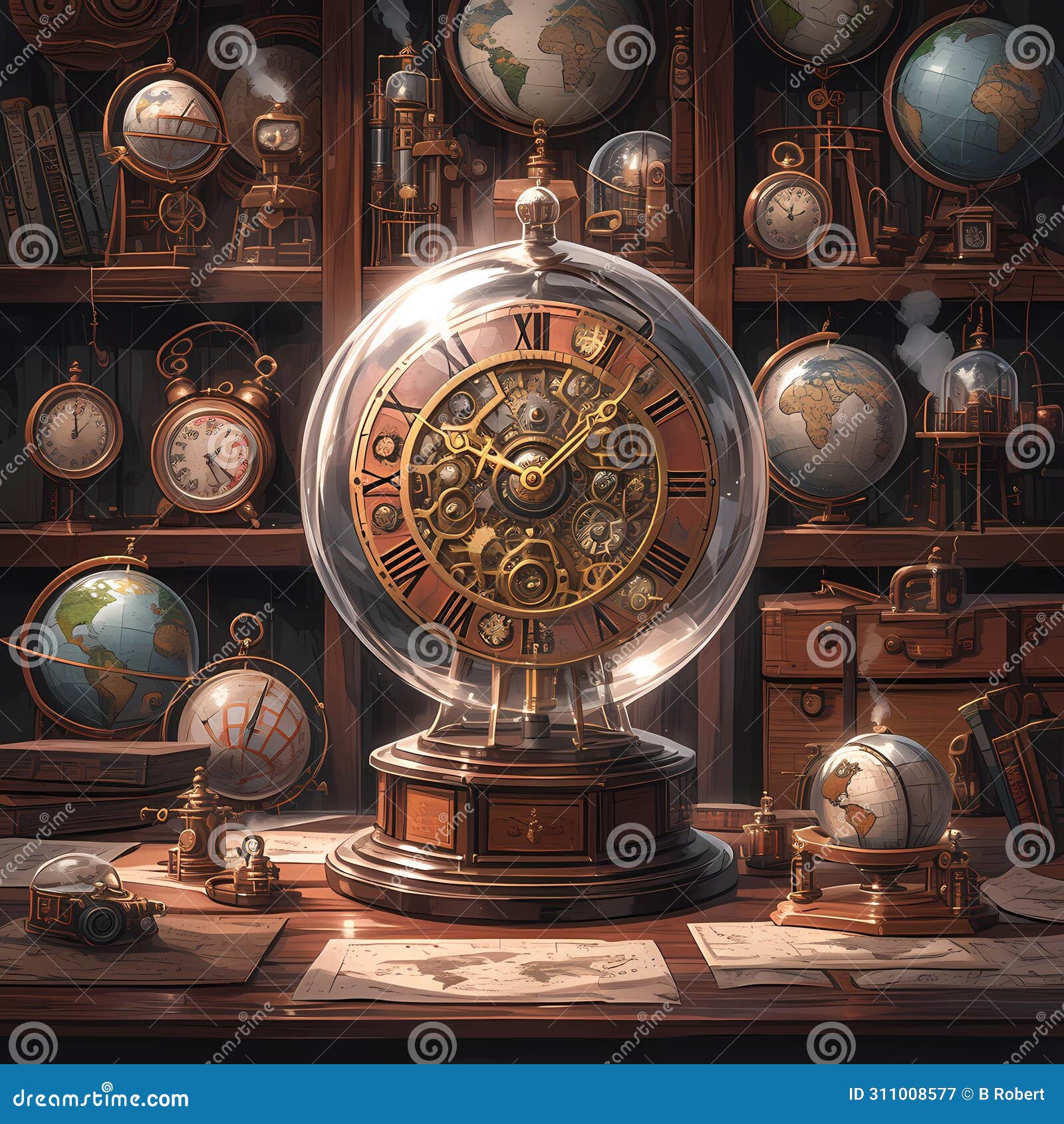 Steampunk Clock - Timeless Elegance Stock Illustration - Illustration ...