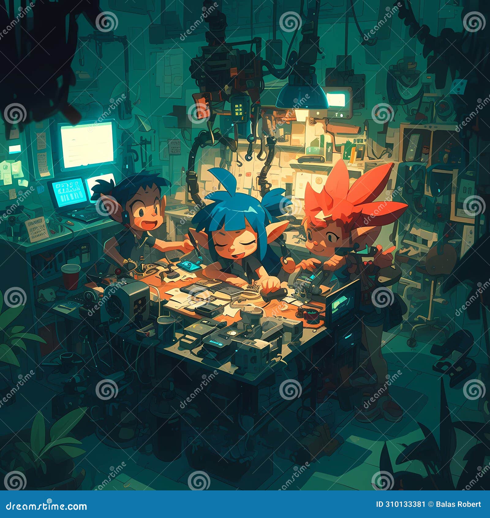 Innovative Minds at Work: a Trio of Creative Engineers Stock ...