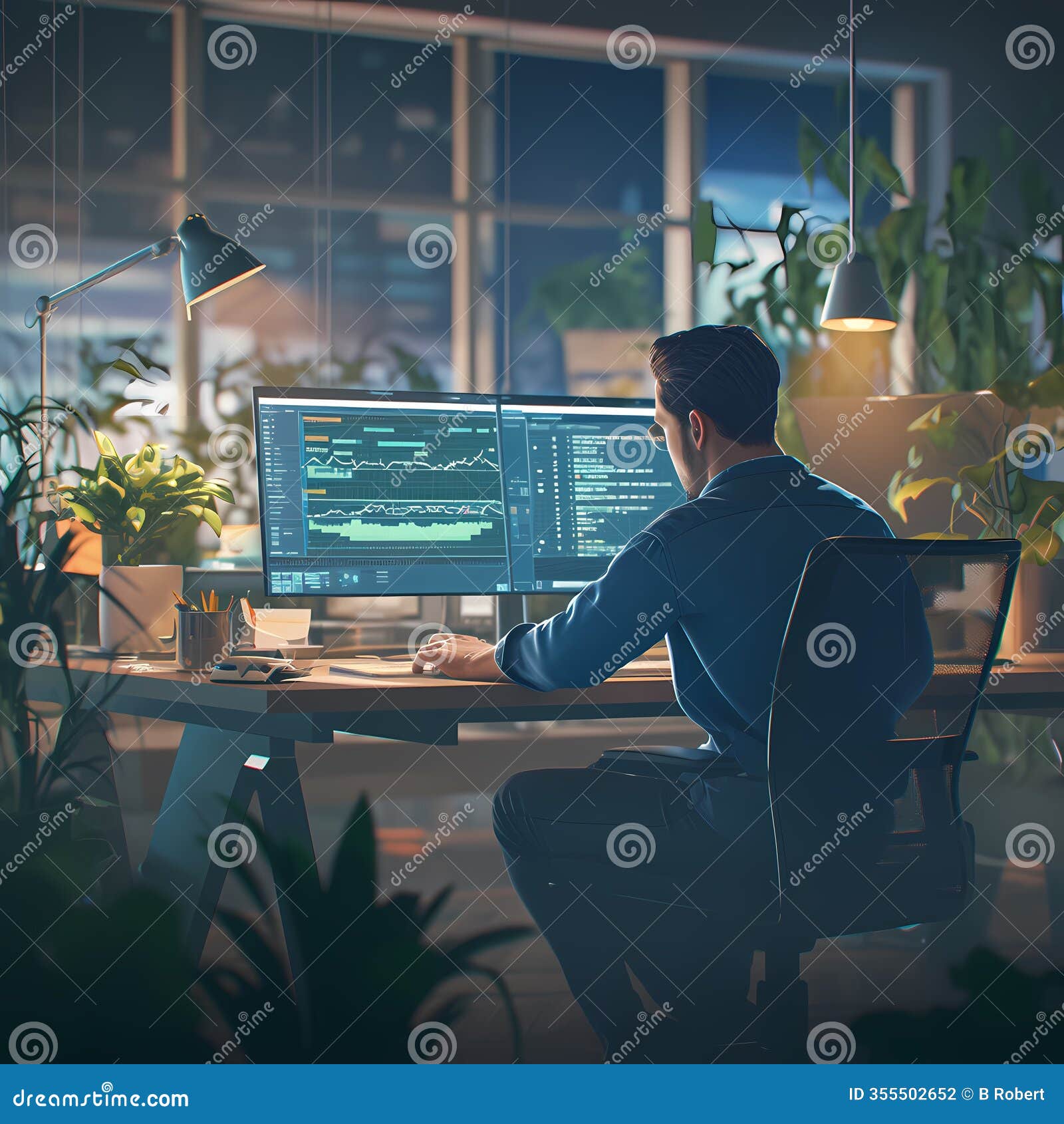 Project Manager at Work stock illustration. Illustration of review ...