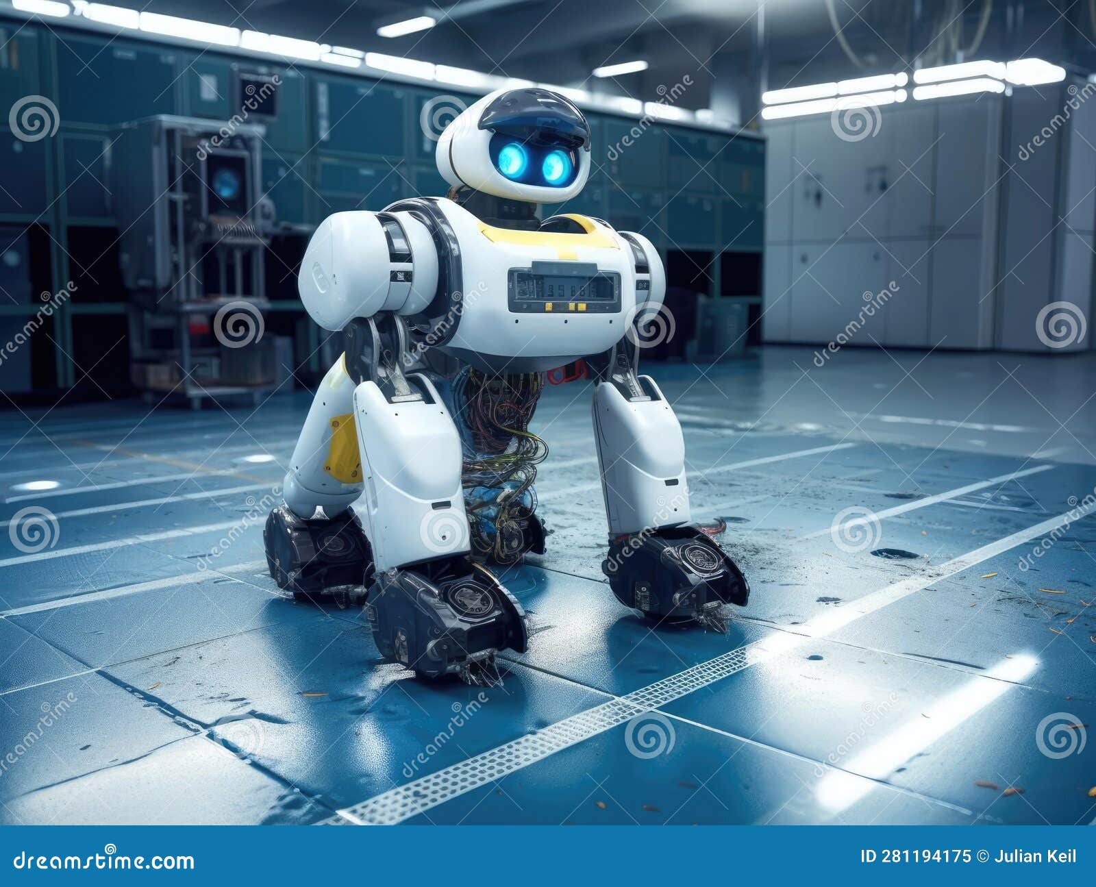 Robot Cleaning Floor with AI Mapping Stock Illustration - Illustration ...