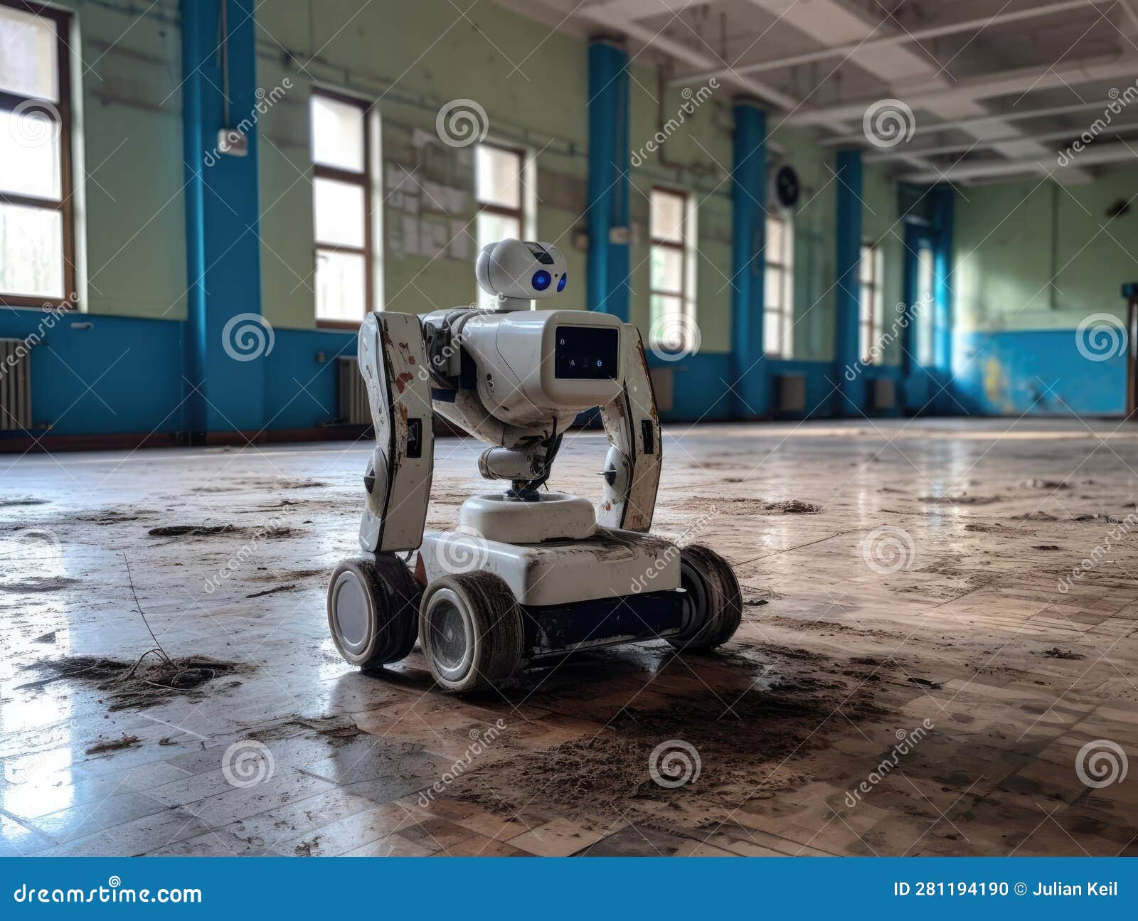 Robot Cleaning Floor with AI Mapping Stock Illustration - Illustration ...