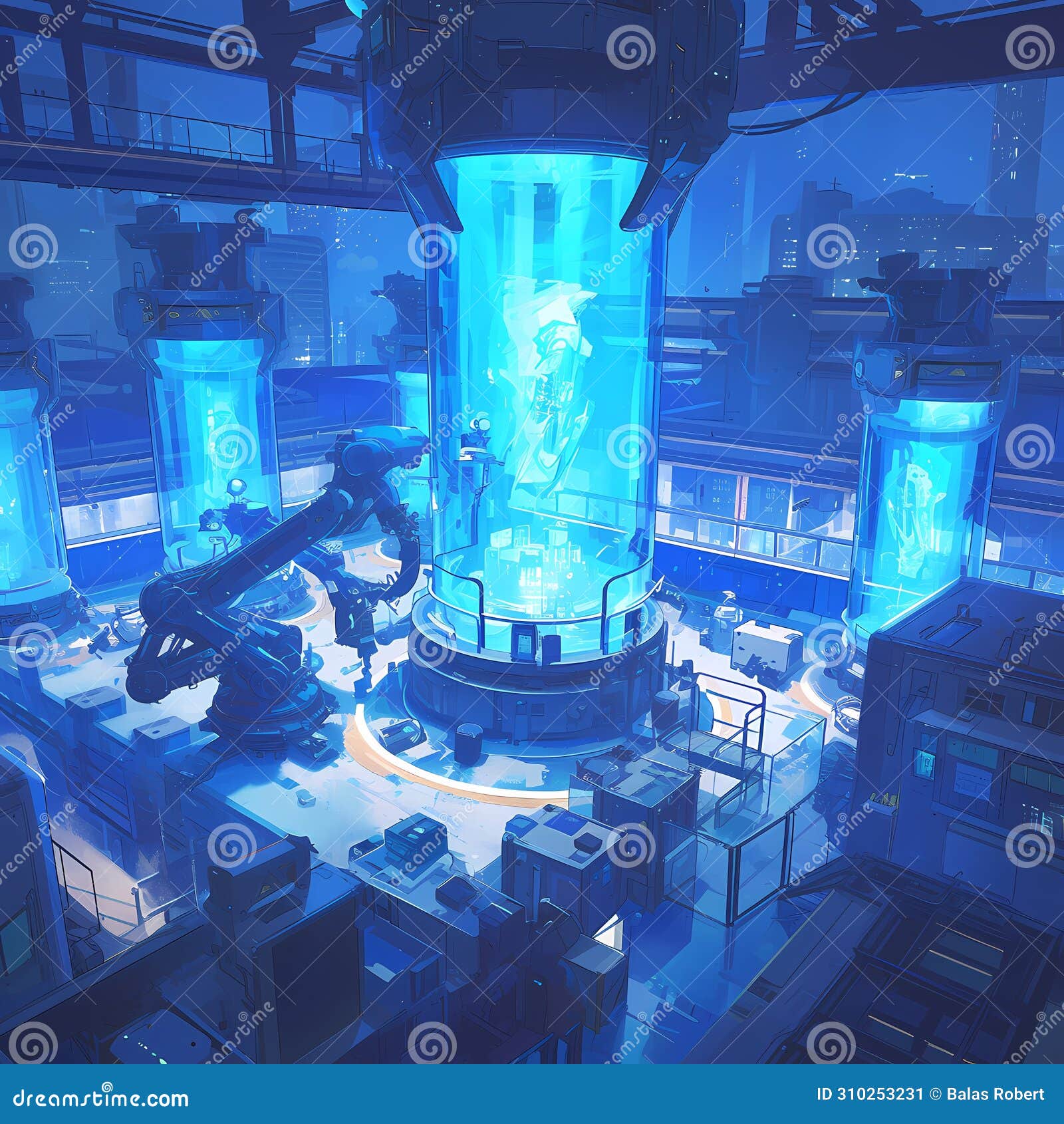 Ethereal Science Lab, High-Tech Atmosphere Stock Illustration ...