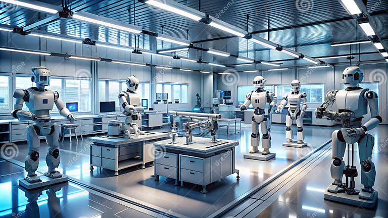 Advanced Robotics Development in a High-Tech Lab - Engineering the Future of Automation Stock ...
