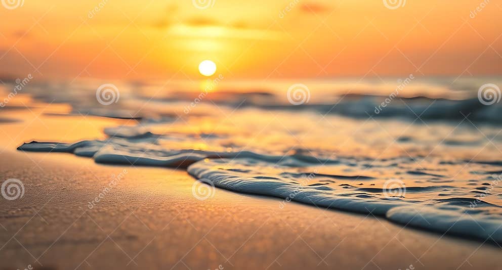 Hyperrealistic Beach at Sunset during Drizzle AI Generated Stock ...