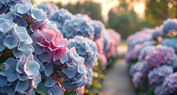 Hyperrealistic Garden of Hydrangeas in Soft Evening Light AI Generated ...