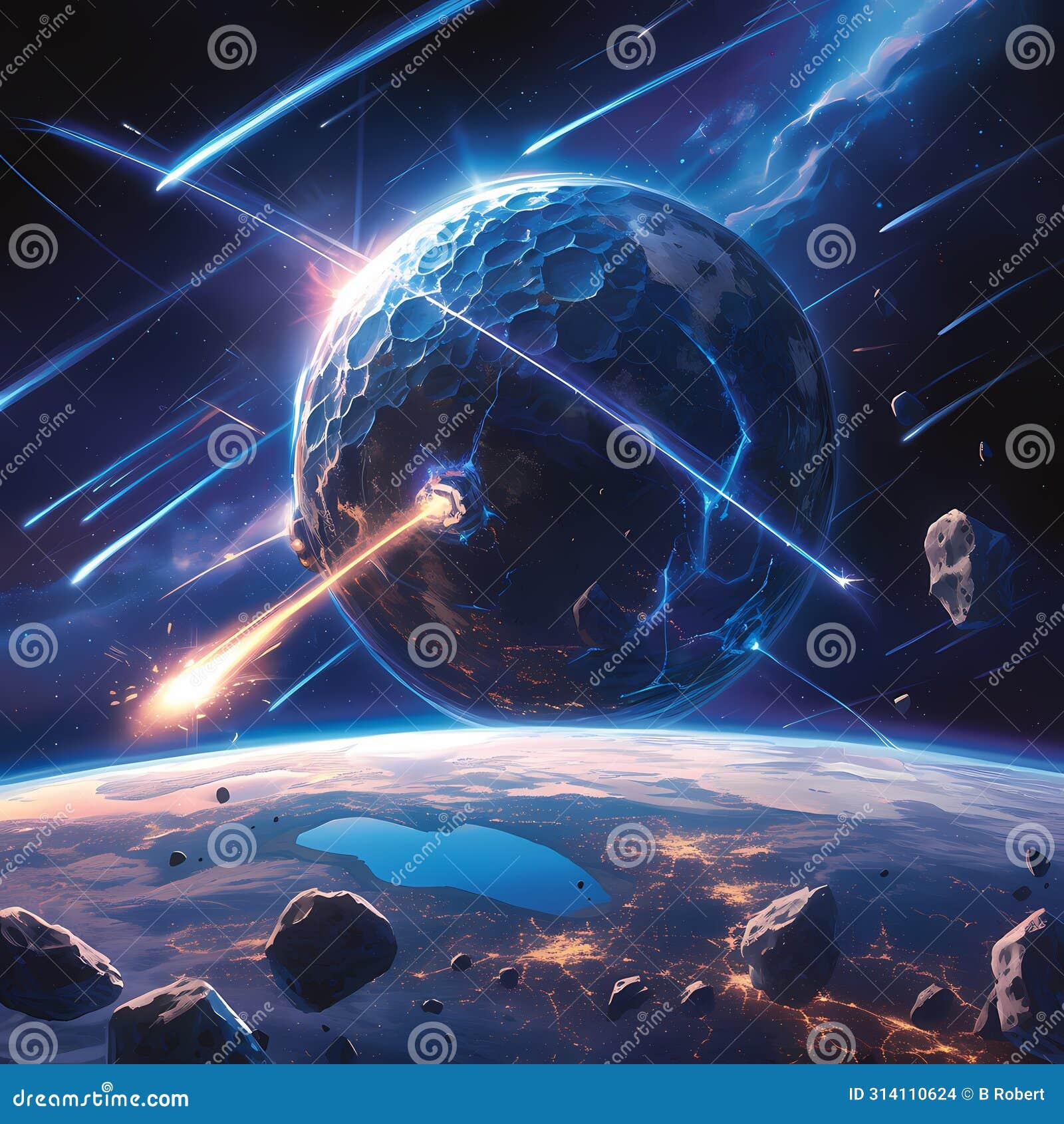 Asteroid Impact Prevention stock illustration. Illustration of impact ...