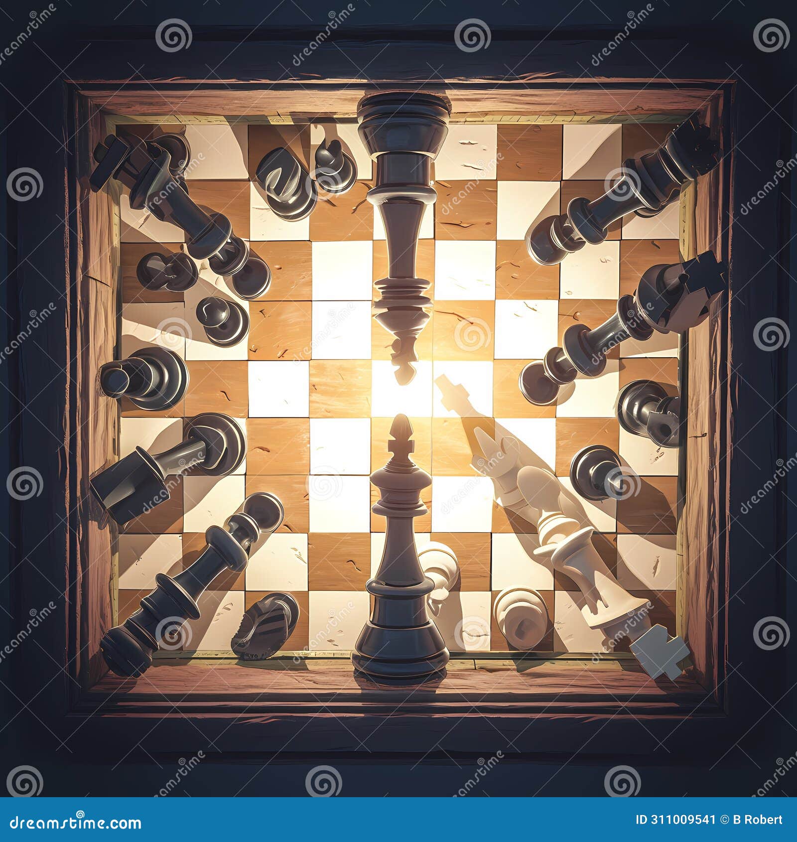 Captivating Chess Battle Overhead Stock Illustration - Illustration of ...
