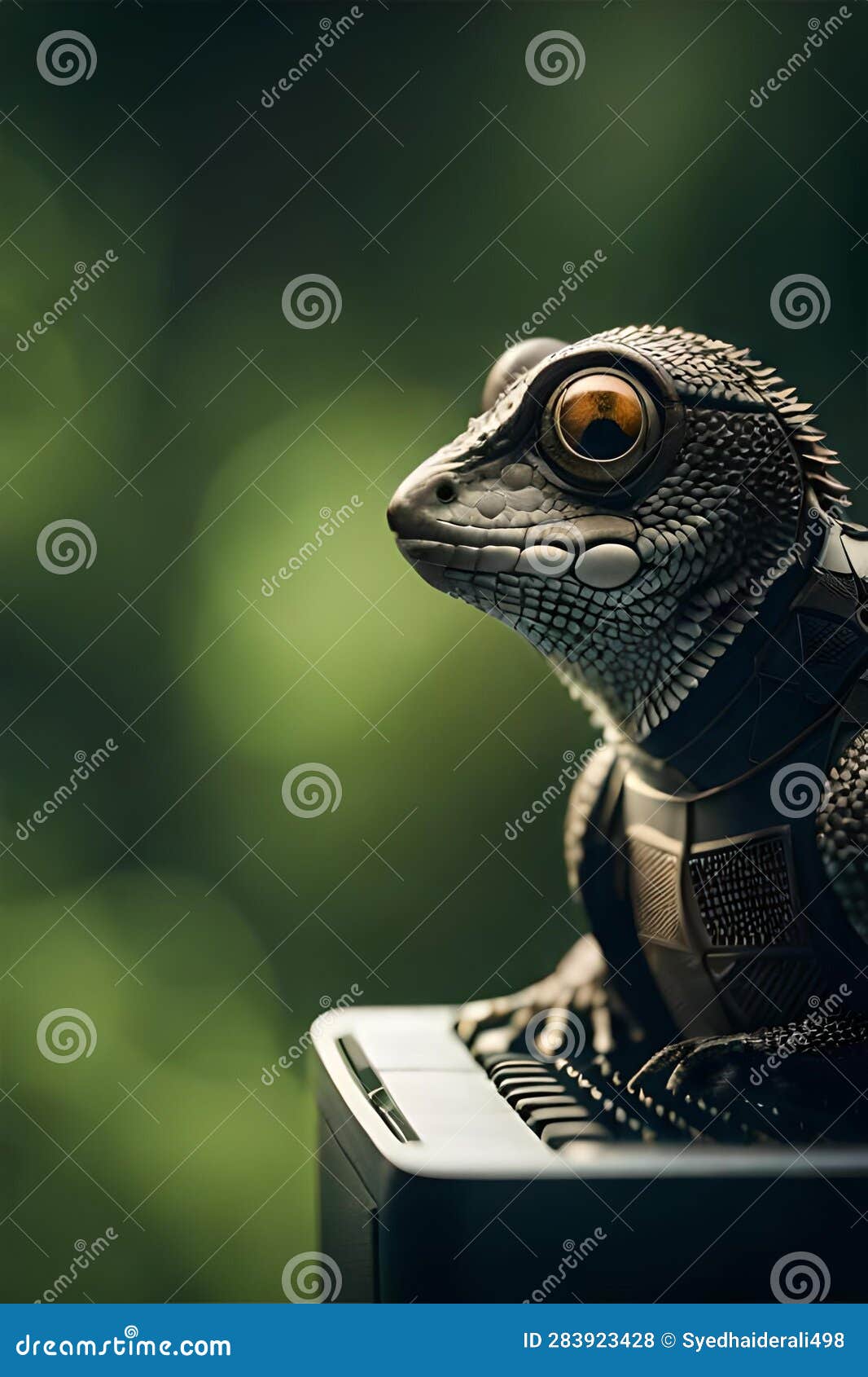 A Lizard with a Robot Outfit Stock Illustration - Illustration of ...