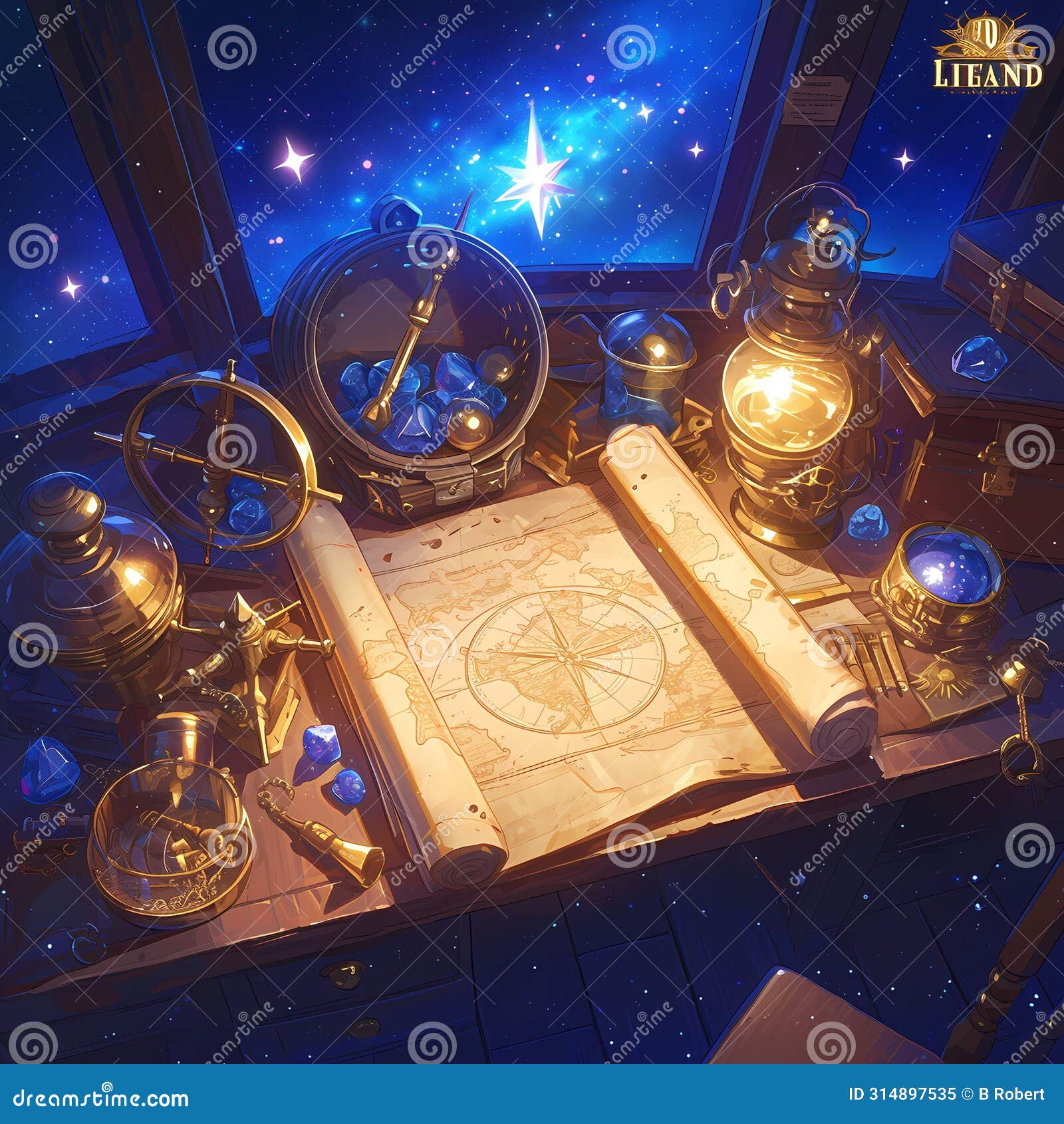 Explore the Cosmos with this Futuristic Desk Set Stock Illustration ...