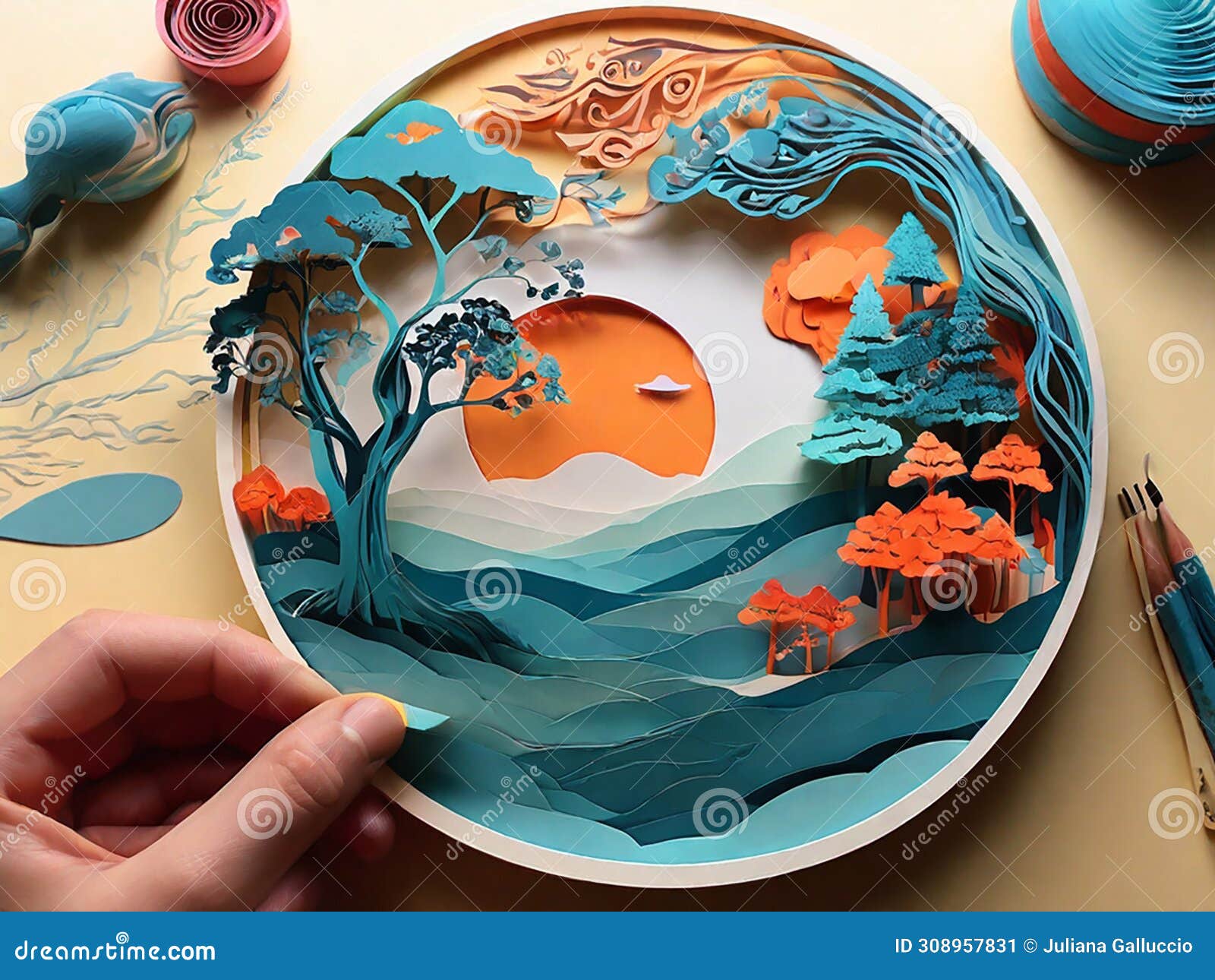 Hand Crafting Paper Cut Art Stock Image - Image of modern, hobbyist ...