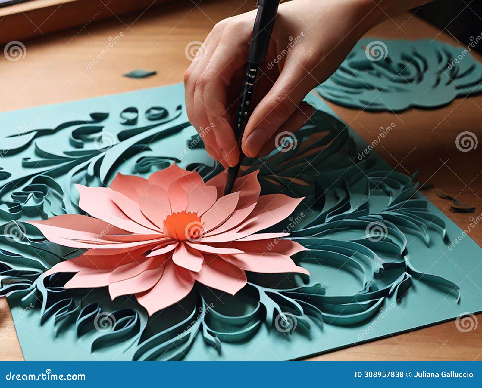 Hand Crafting Paper Cut Art Stock Photo - Image of craftsmanship ...
