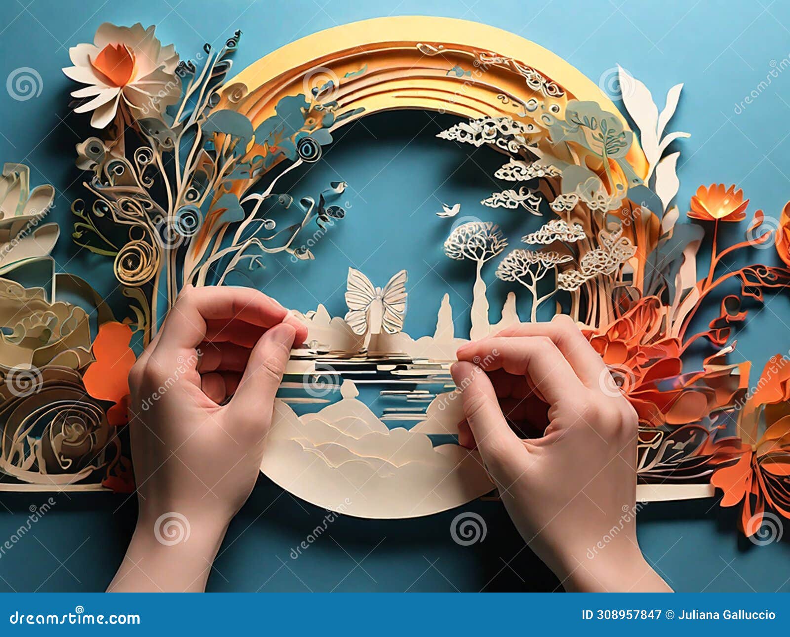 Hand Crafting Paper Cut Art Stock Image - Image of design, creativity ...