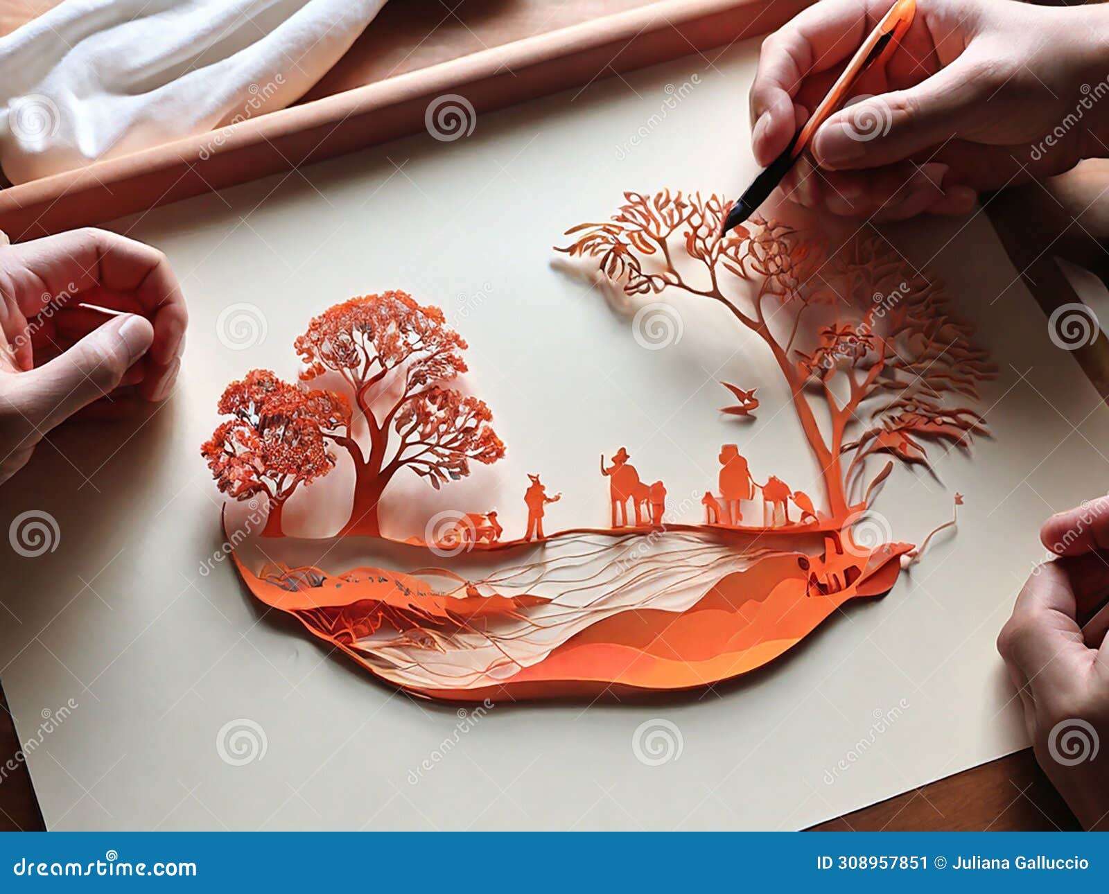 Hand Crafting Paper Cut Art Stock Image - Image of project, artistry ...