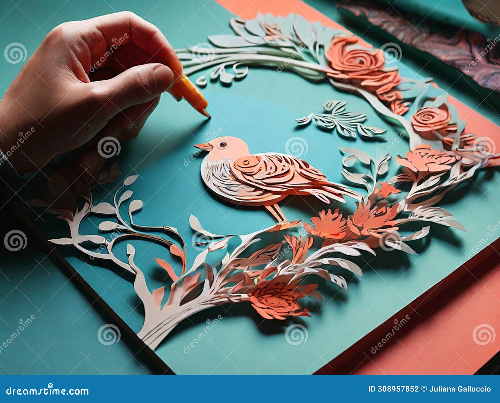 Hand Crafting Paper Cut Art Stock Photo - Image of skilled, craft ...