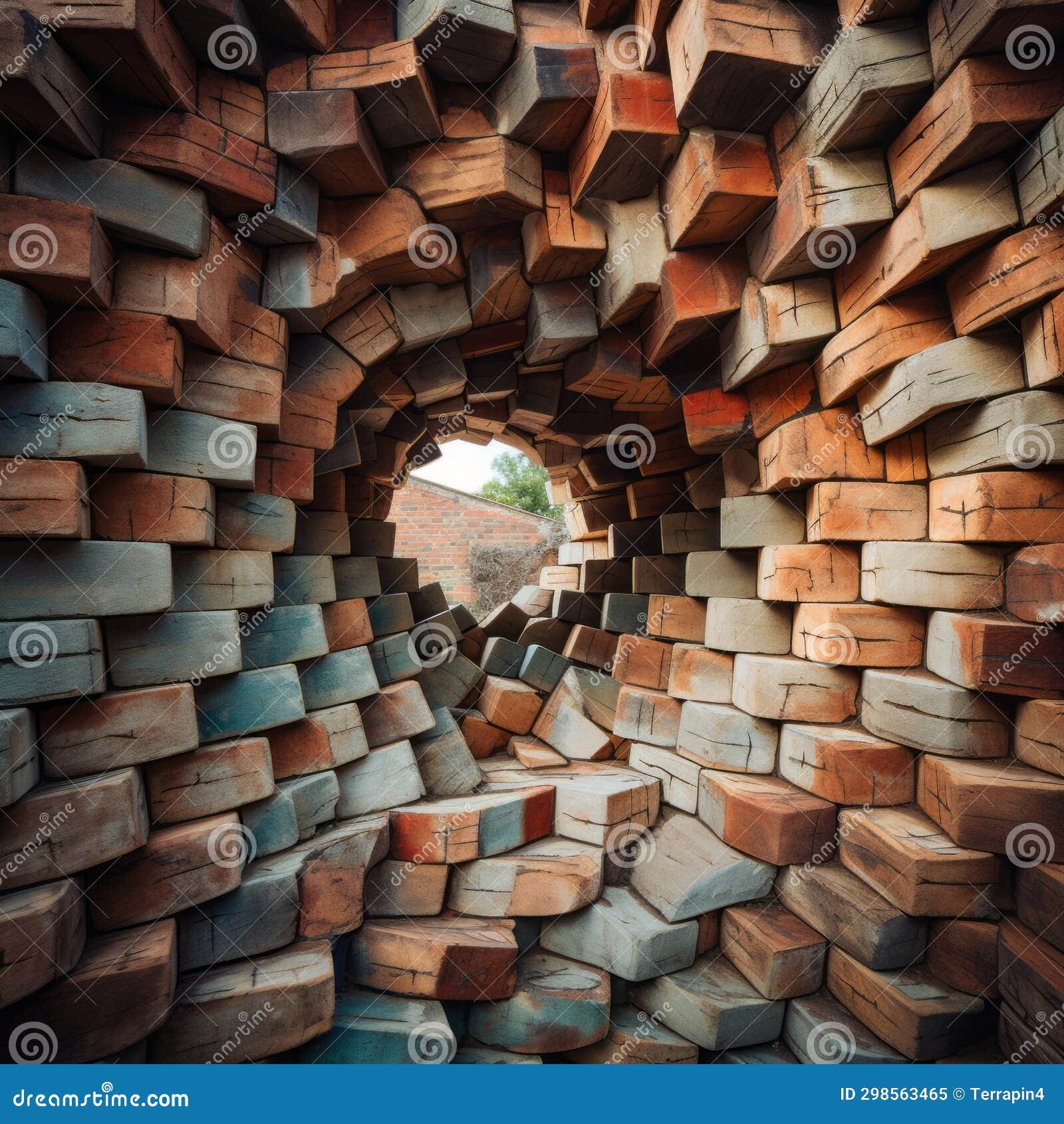 Abstract Brick Wall with Portal Window Stock Illustration ...