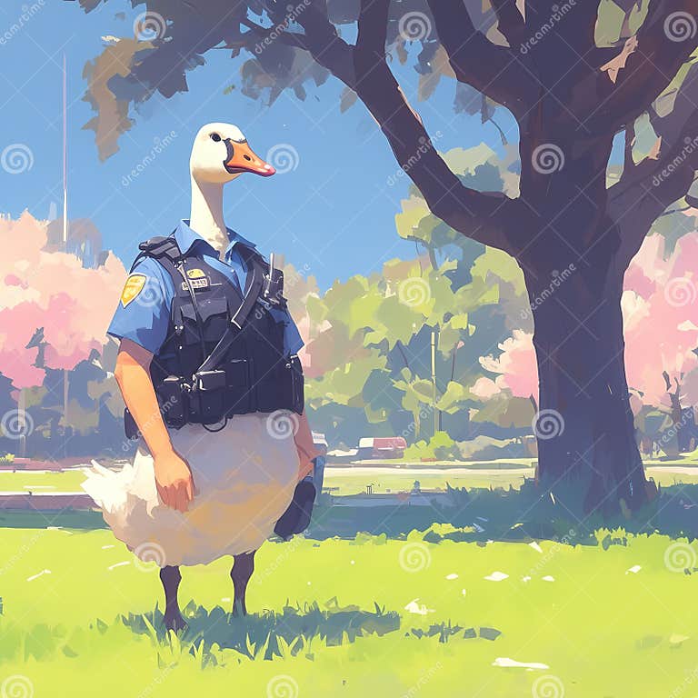 Goose Security Guards on Patrol Stock Illustration - Illustration of ...