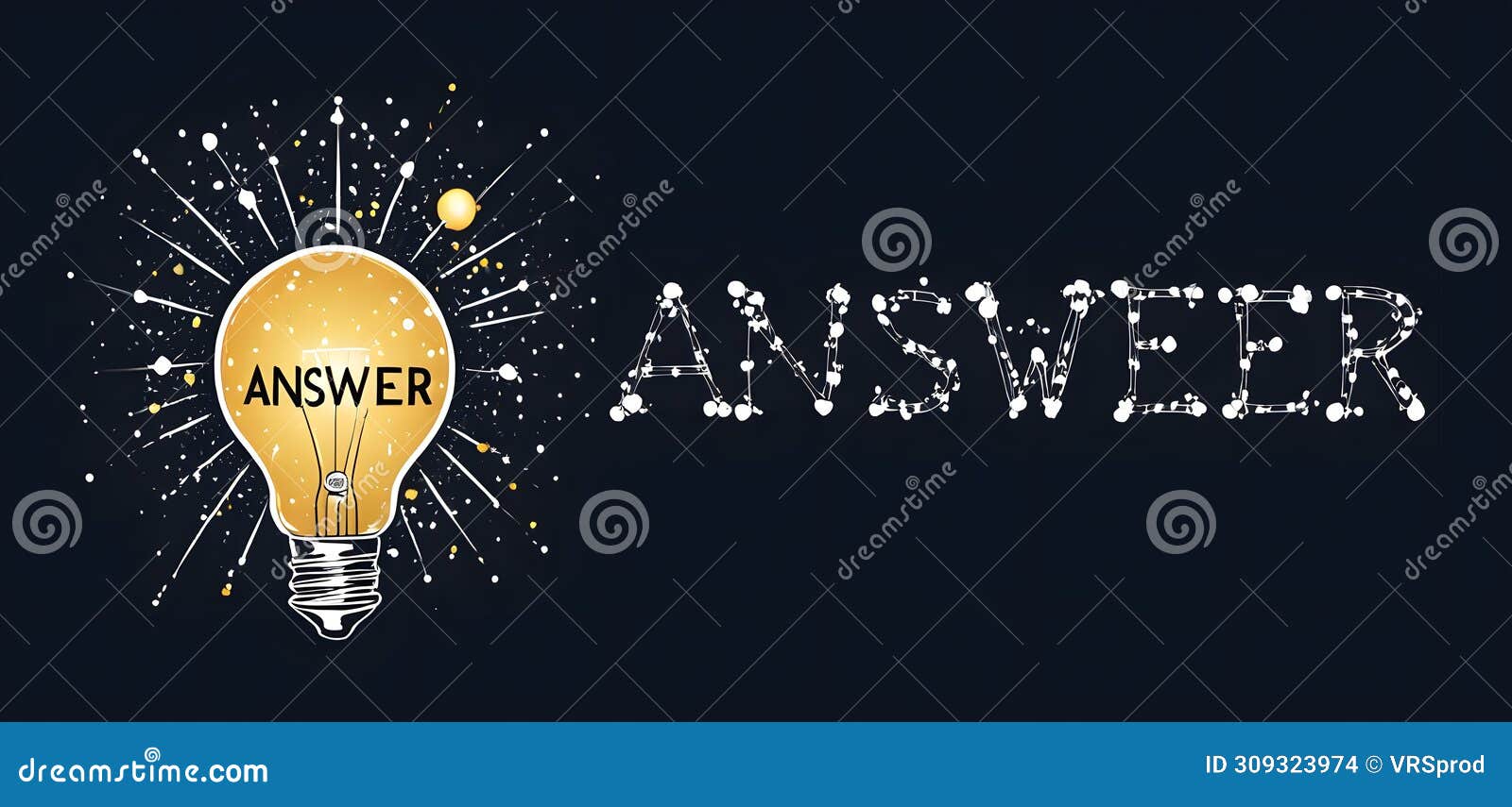 Illuminated Answer Typography Art Stock Photo - Image of typography ...