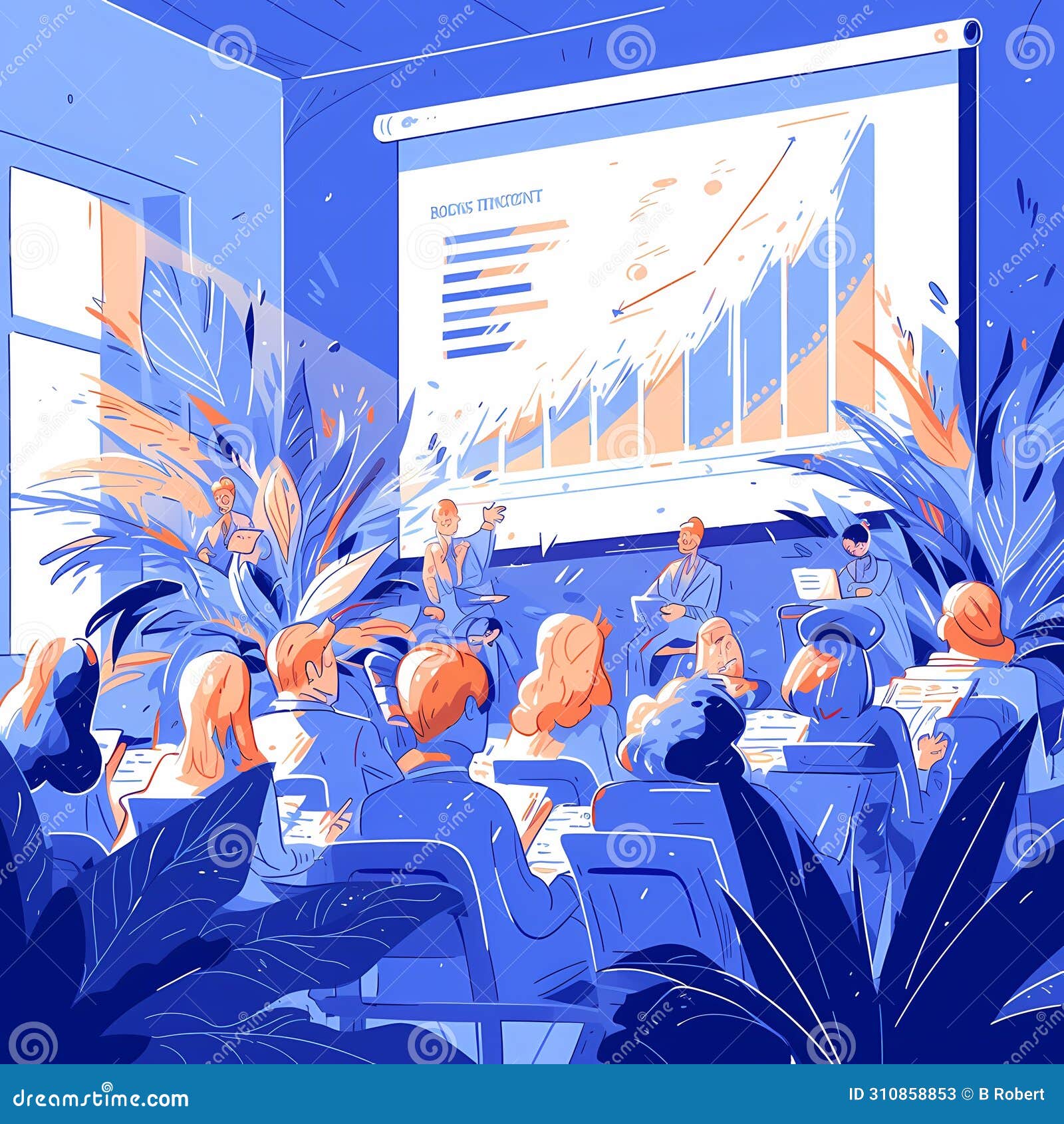 Professional Presentation with Audience Engagement Stock Illustration ...