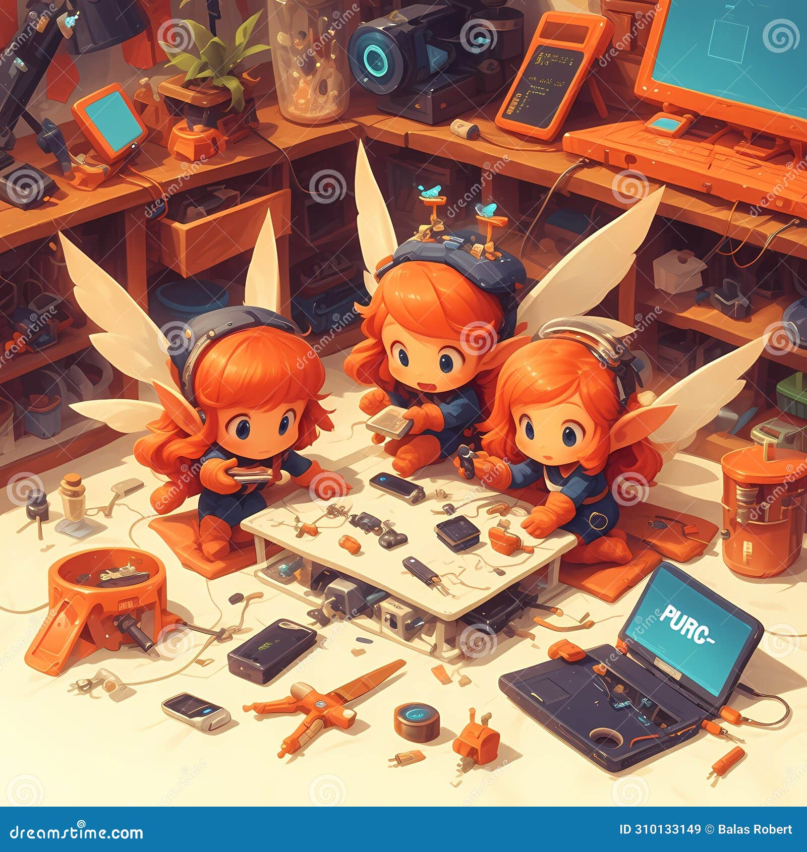 Innovative Elves: A Modern Fairytale Workplace Stock Image ...