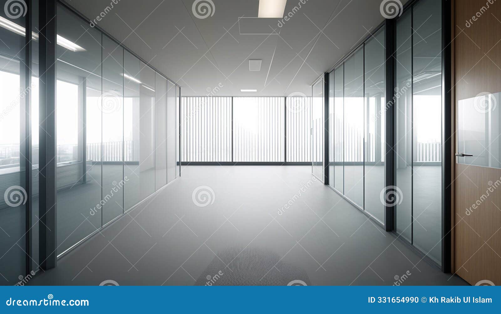Minimalist Office Corridor with Soft Natural Light Stock Illustration ...