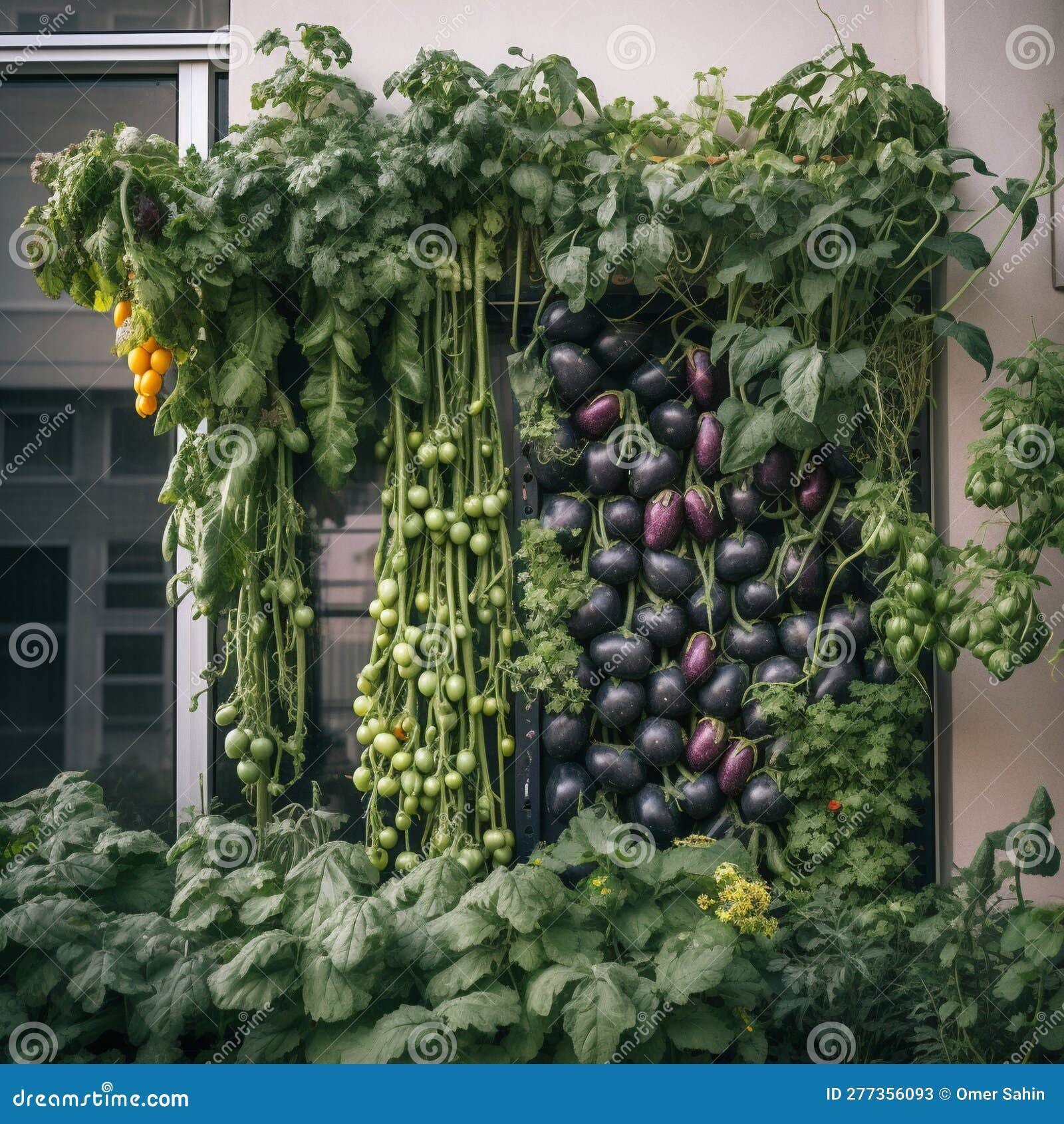 Vertical Garden on a Busy Street Stock Illustration - Illustration of ...