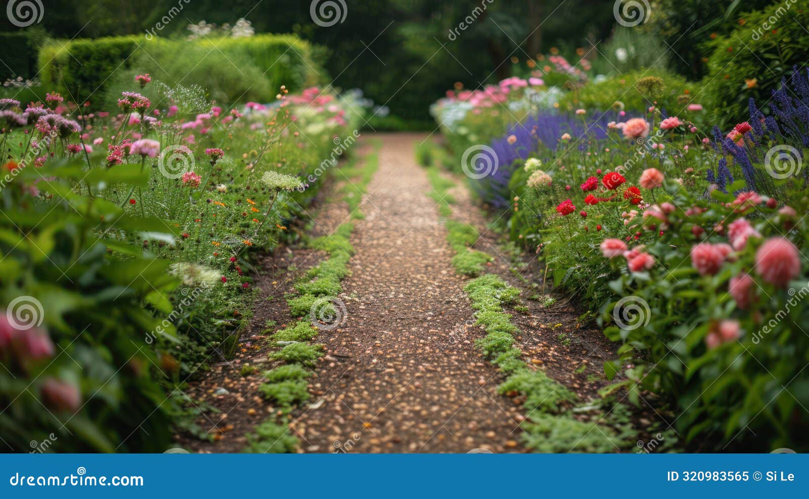 Serene Garden Pathway: A Peaceful Walk Through Lush Greenery Stock ...