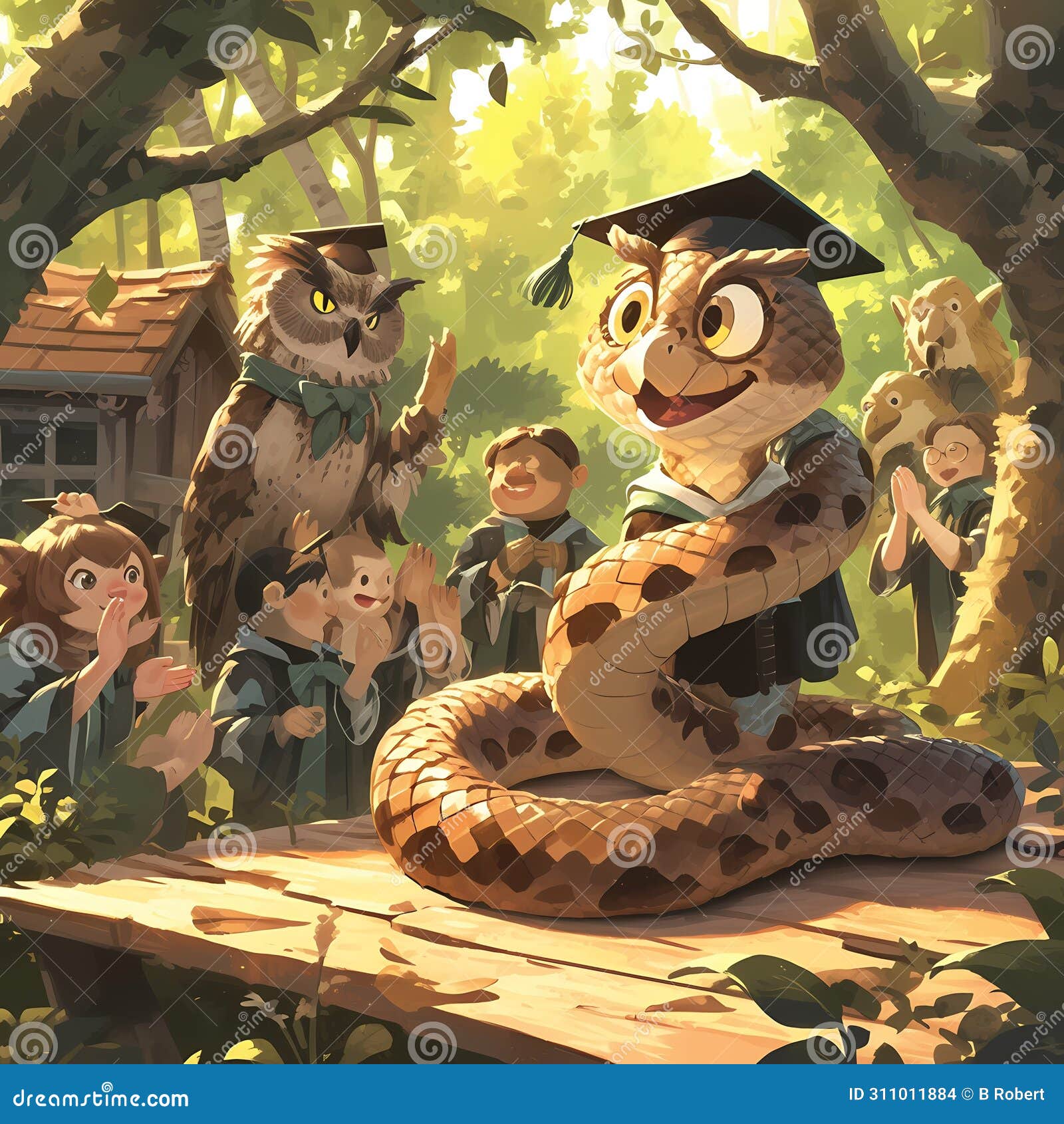 Proud Snake Graduates: a Touching Moment Captured Stock Illustration ...