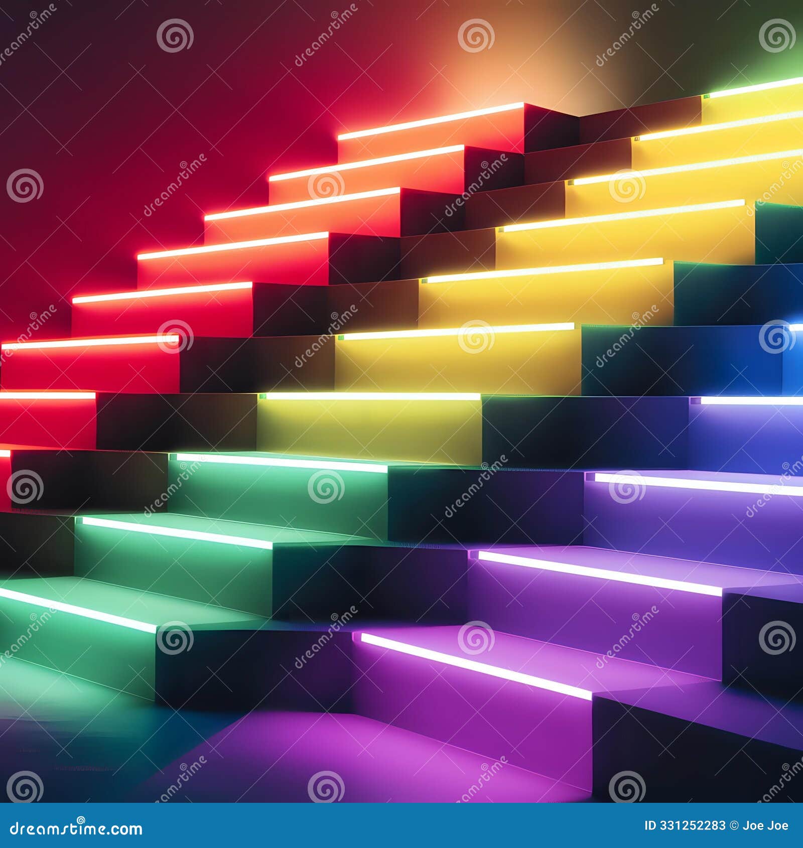Spectrum Staircase: a Cascade of Neon Lights Stock Image - Image of ...