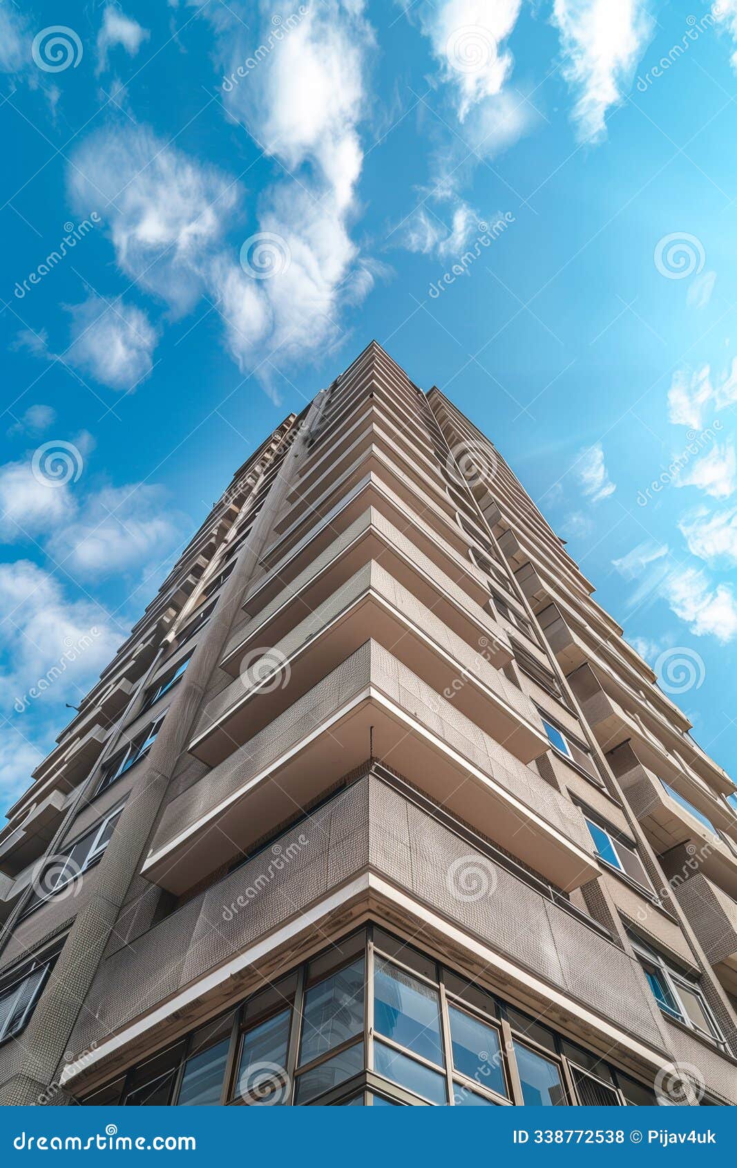 Looking Up at a Modern High-rise Residential Building Facade in ...