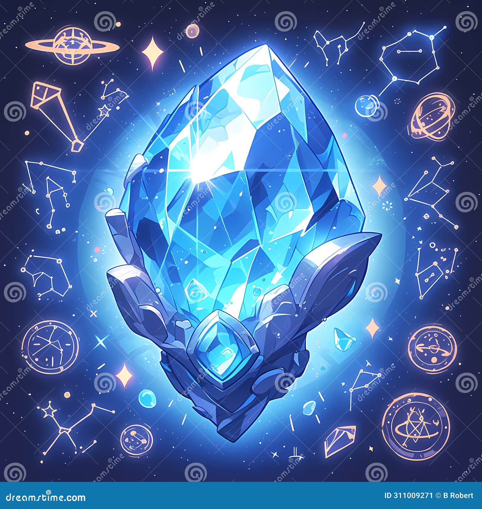 Glistening Crystal Icon - Multifaceted & Glowing Stock Illustration ...