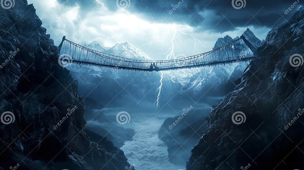 A Breathtaking View of a Suspension Bridge Connecting Two Rocky ...