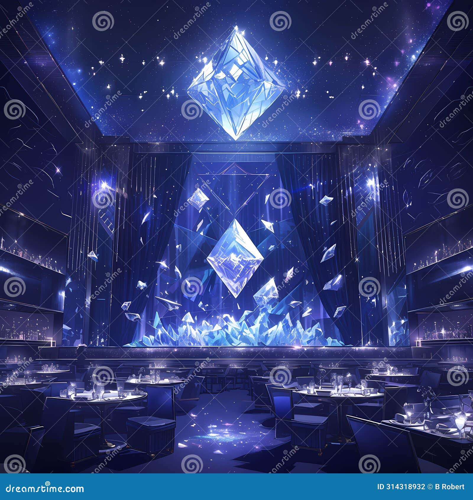 Premium Nightclub Interior with Diamond Dust Aesthetic Stock Illustration - Illustration of ...