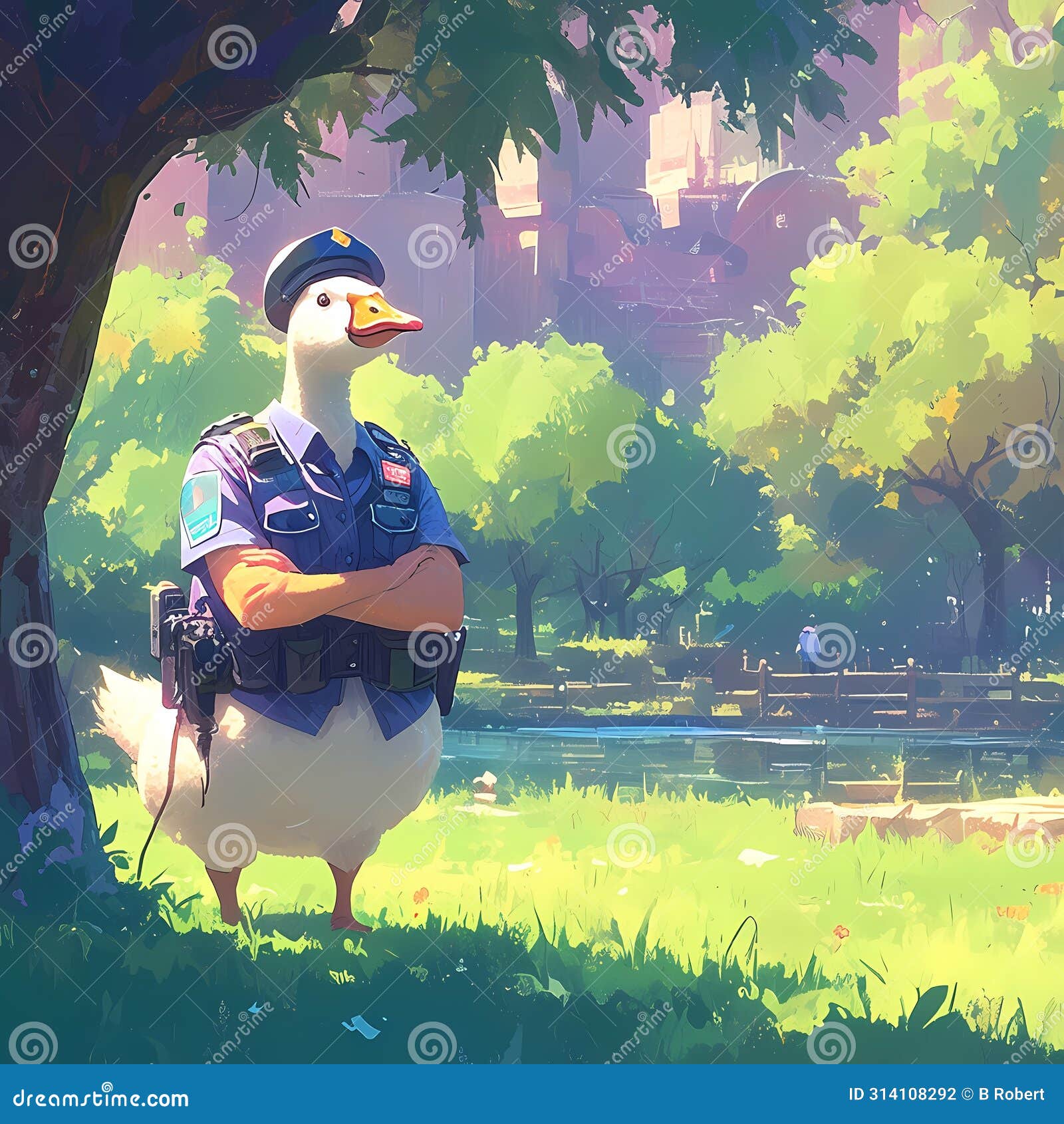 Duck Security: Uniformed Waterfowl on Patrol Stock Illustration ...