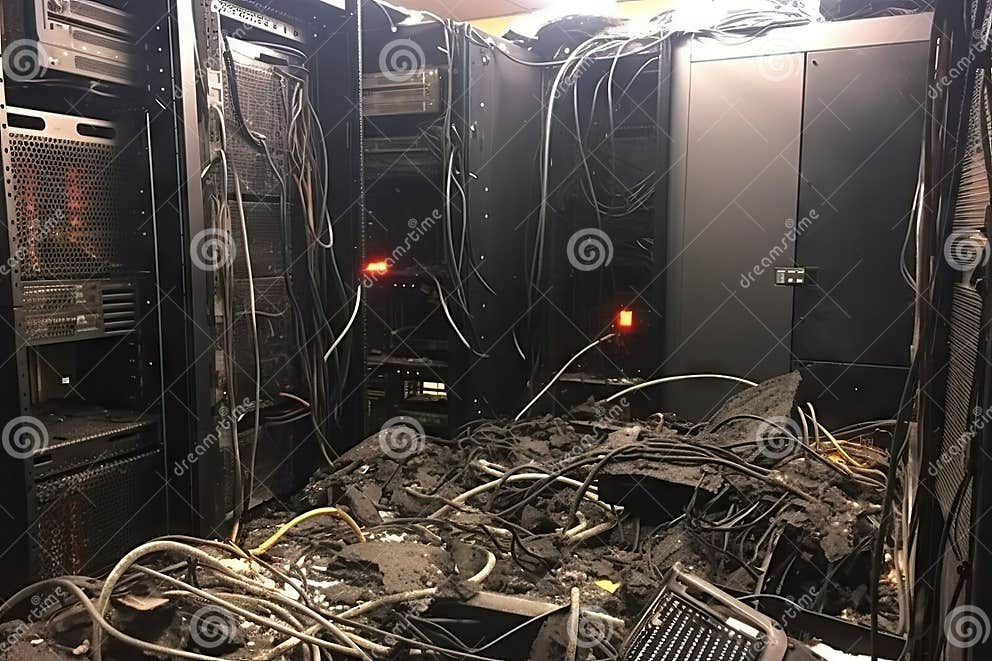 Flames and Smoke Billowing from Burning Server Racks Stock Image ...