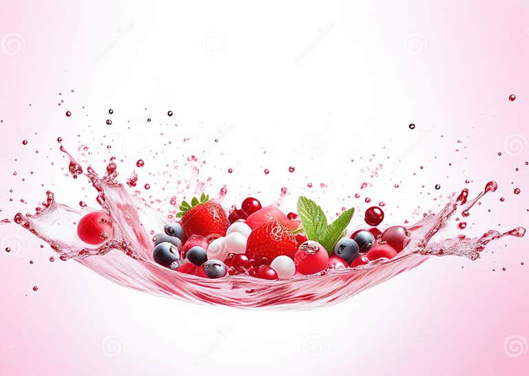 Dynamic Scene of Mixed Berries and Mint Splashing. AI Content ...