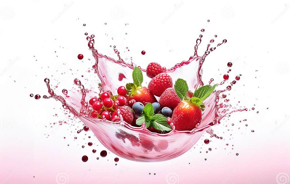 Dynamic Scene of Mixed Berries and Mint Splashing. AI Content ...